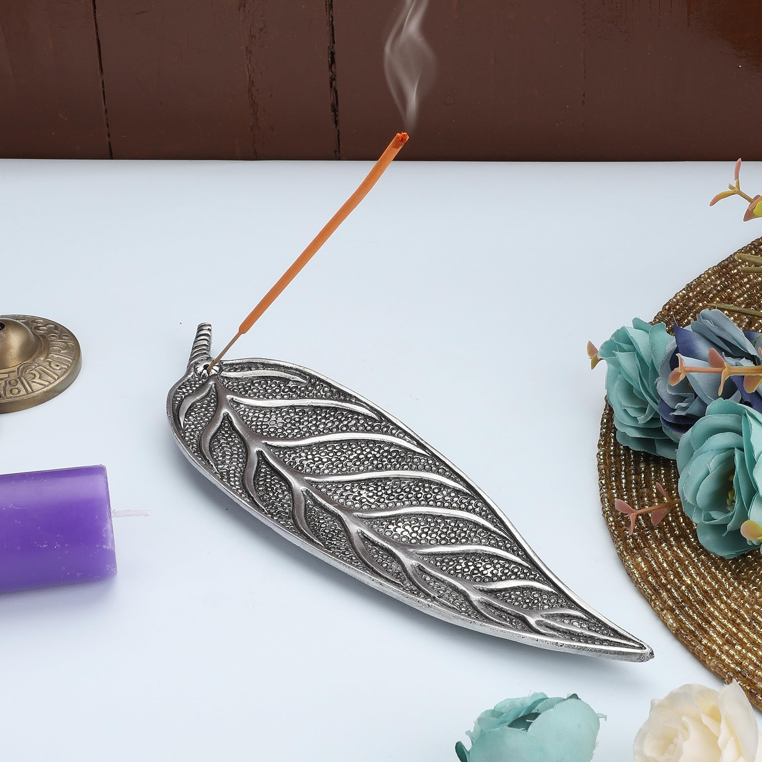 Ajuny Aluminum Incense Sticks Burner Holder Ash Catcher Silver Finish ...