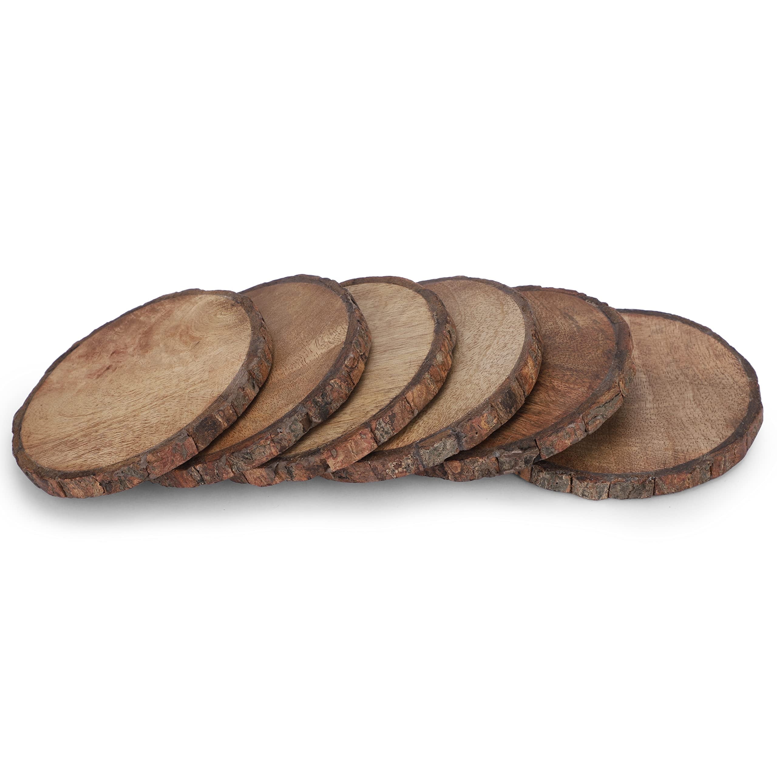 Ajuny Brown Coasters for Drinks - Hand Crafted Natural Wood Round ...