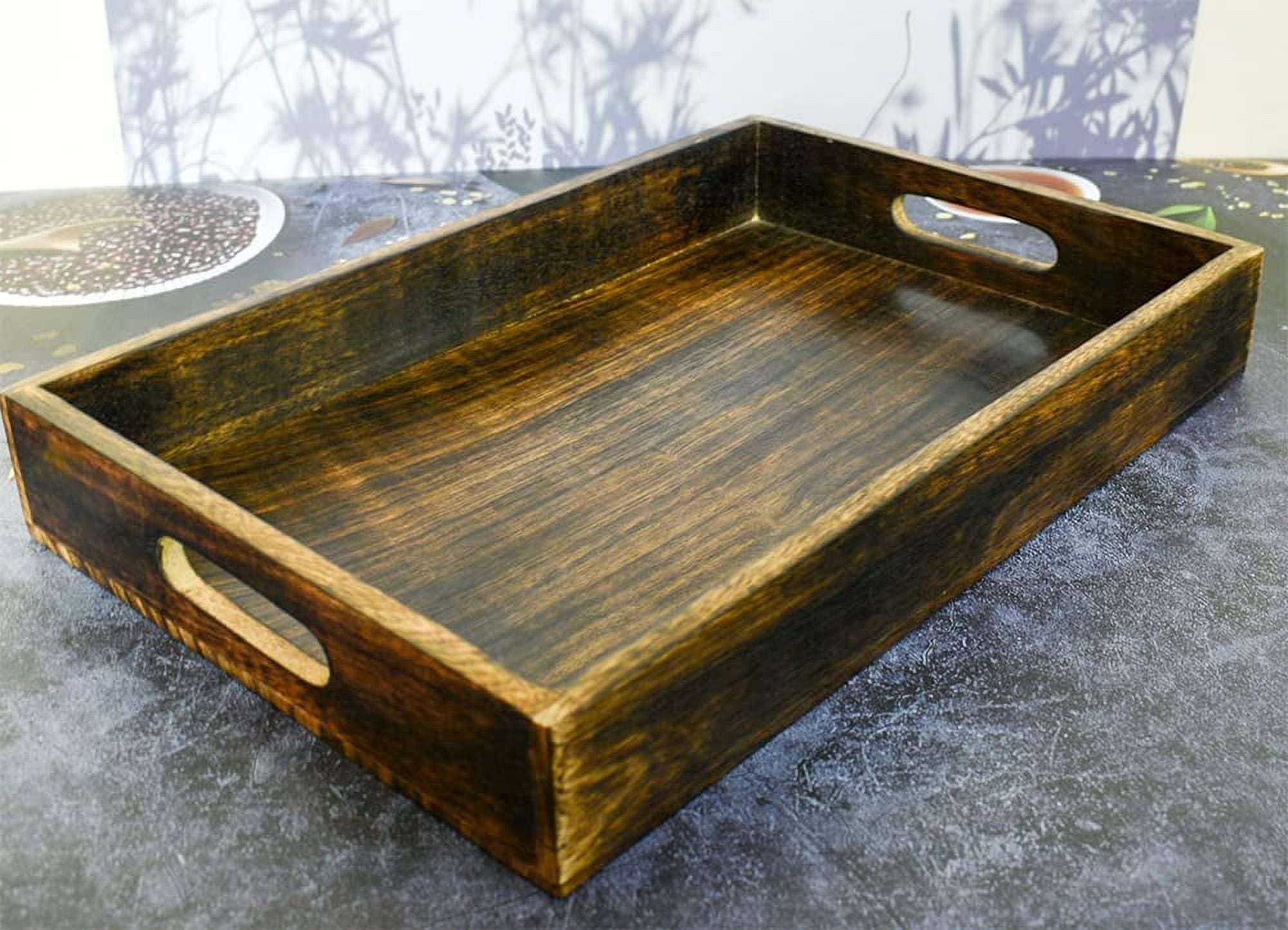 Ajuny Decorative Wooden Hand Carving Tray Platter for Serving Hand ...