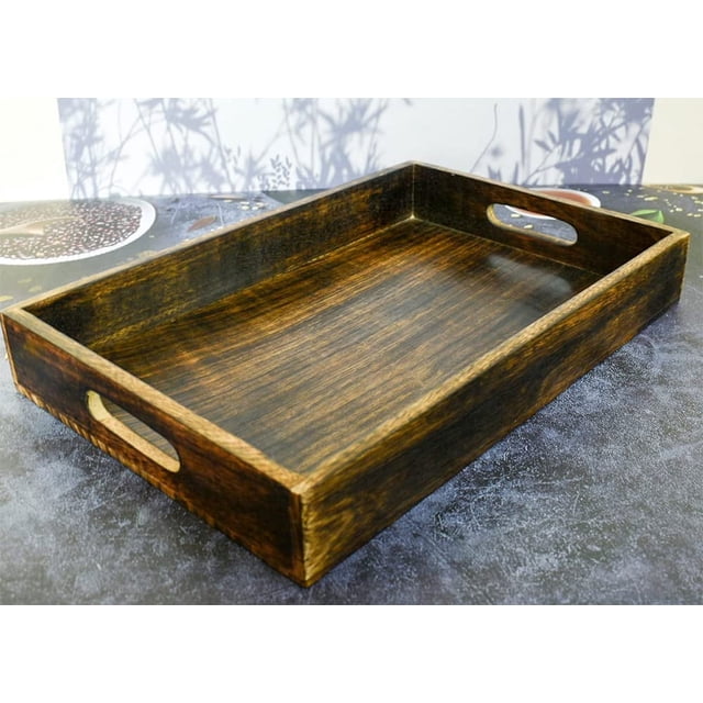 Ajuny Decorative Wooden Hand Carving Tray Platter for Serving Hand ...
