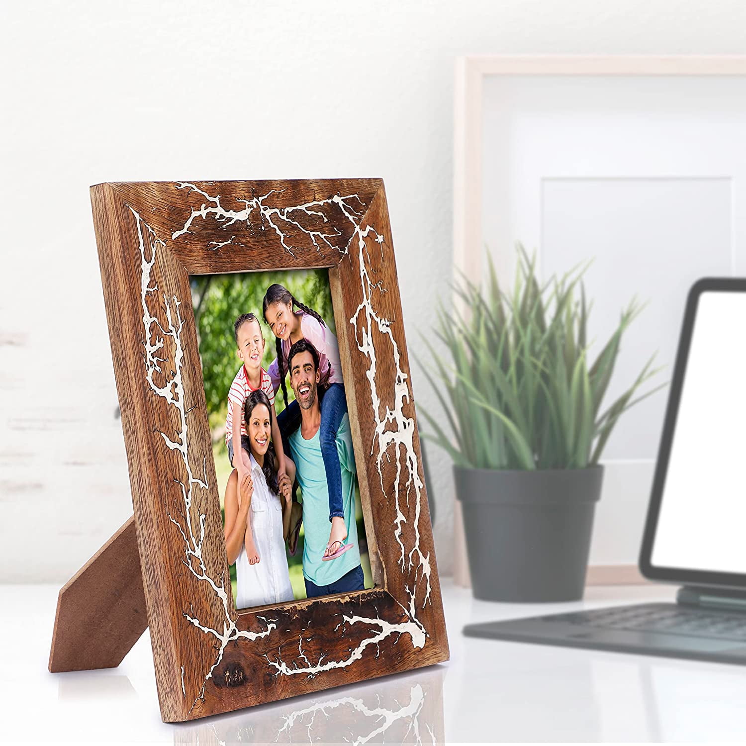 Ajuny Handcrafted Wooded Photo Picture Frame for Table Top Display and ...