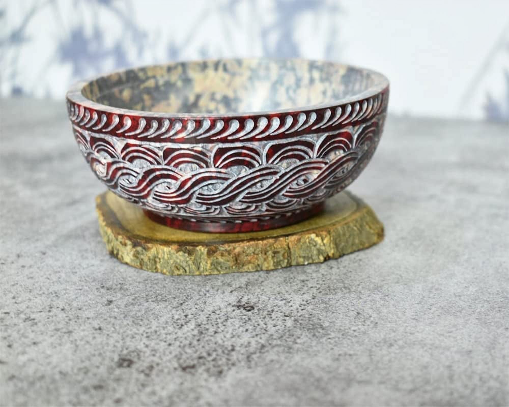 Ajuny Handcrafted Soapstone Scrying and Smudge Bowl Natural Stone Pot ...