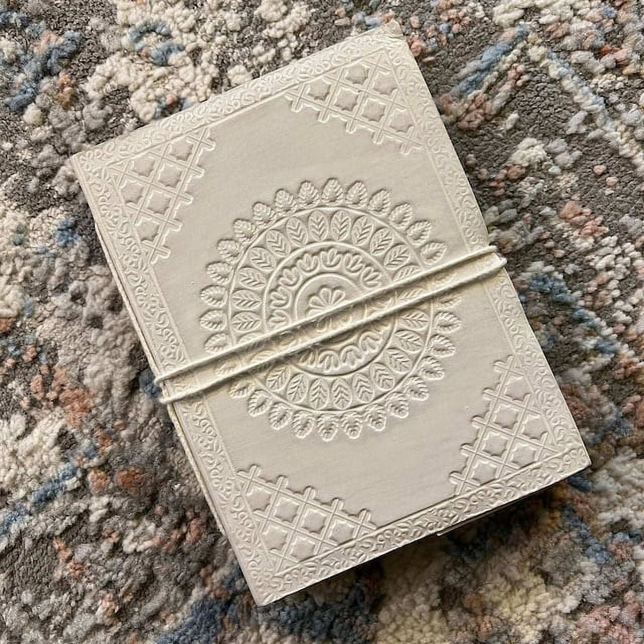 Ajuny Embossed Leather Journal, Handmade, 200 Unlined Pages, 7x5 inch ...