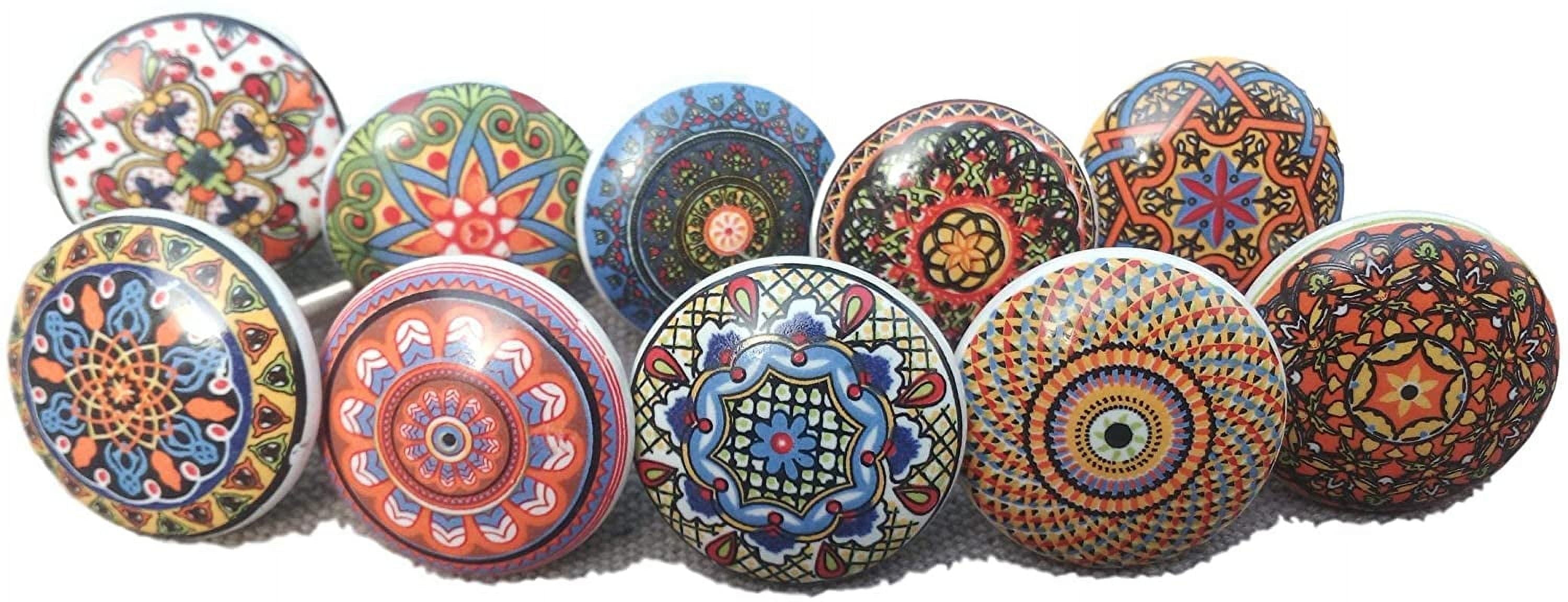 Ajuny Handmade Multicolor Ceramic Knobs for Dresser, Chest, Cupboard ...