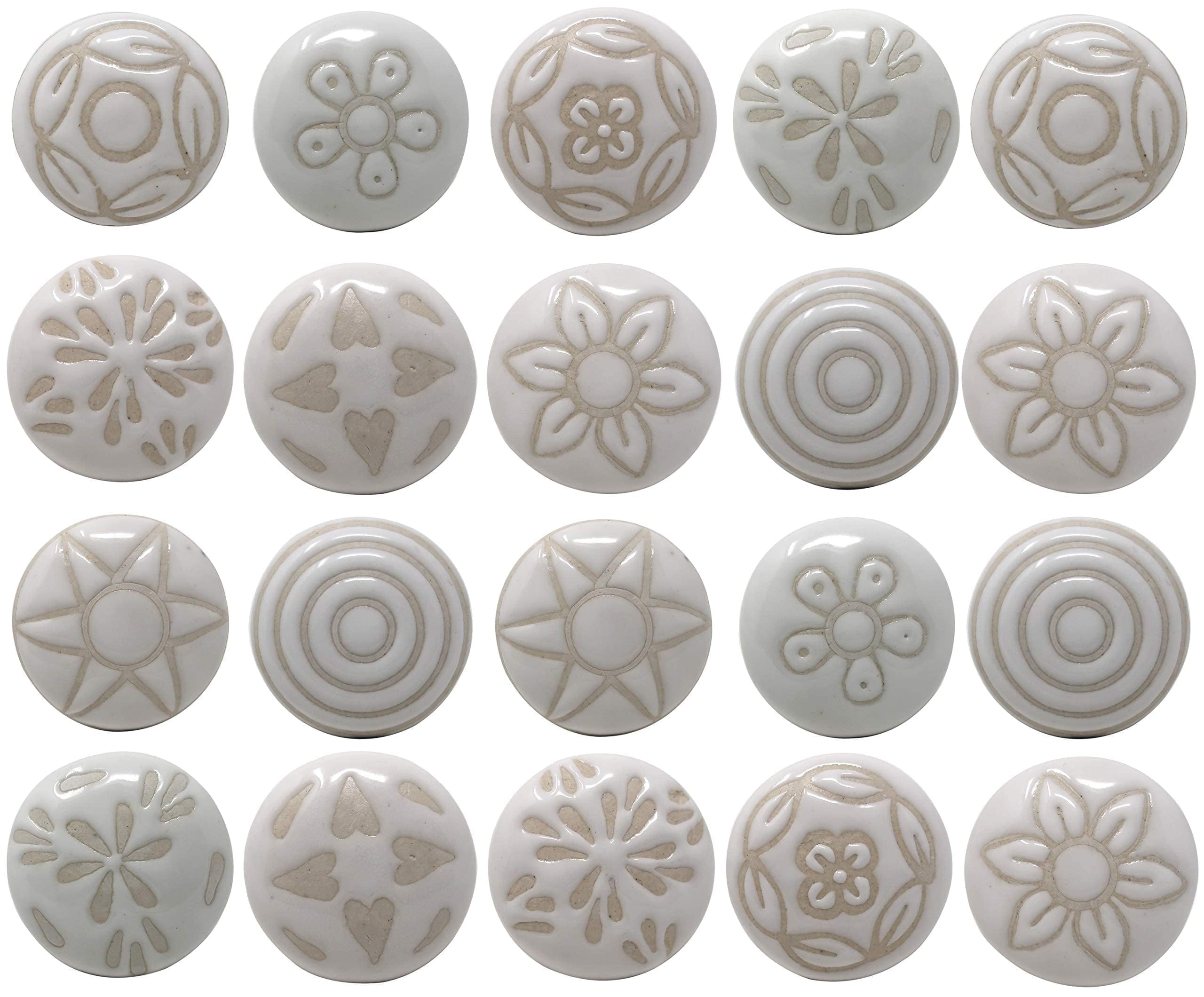 Ajuny Handmade Antique Ceramic Knobs Set of 20 for Dresser Drawers ...