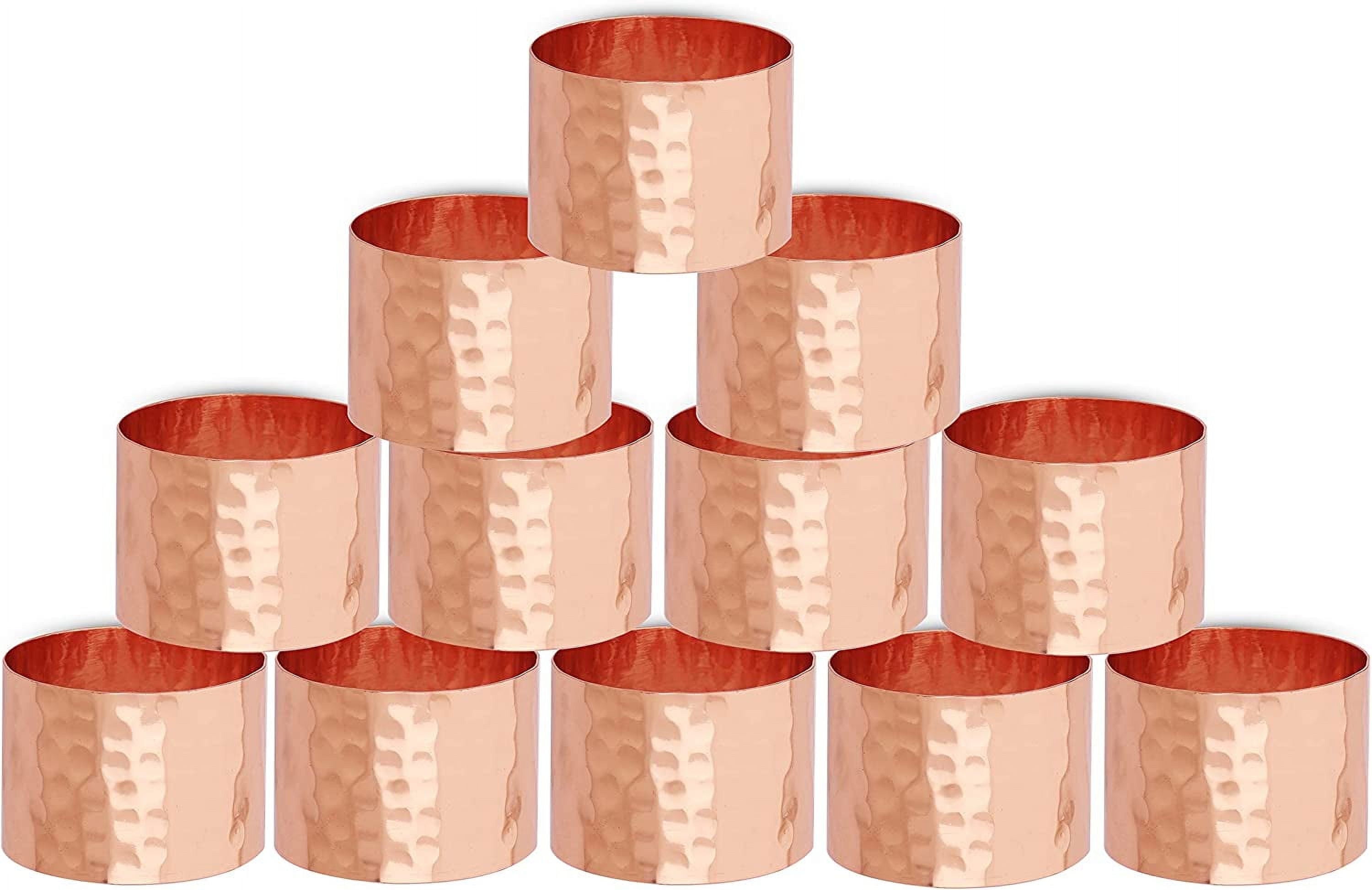 Ajuny Set of 6 Napkin Rings Round Metal Bronze Decorative Napkin ...