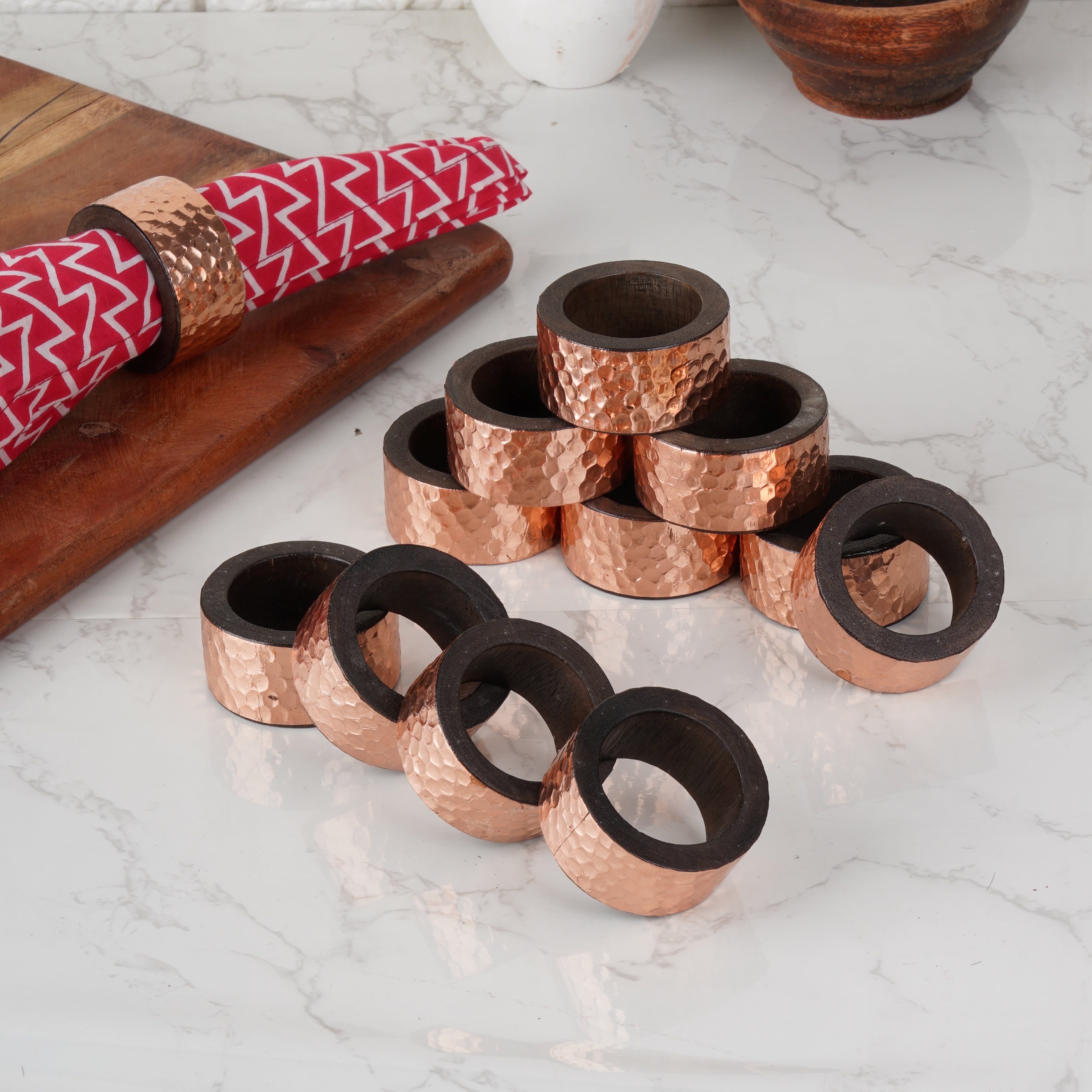 Ajuny Set of 6 Round Napkin Rings Holders Bronze for Wedding Dinner ...