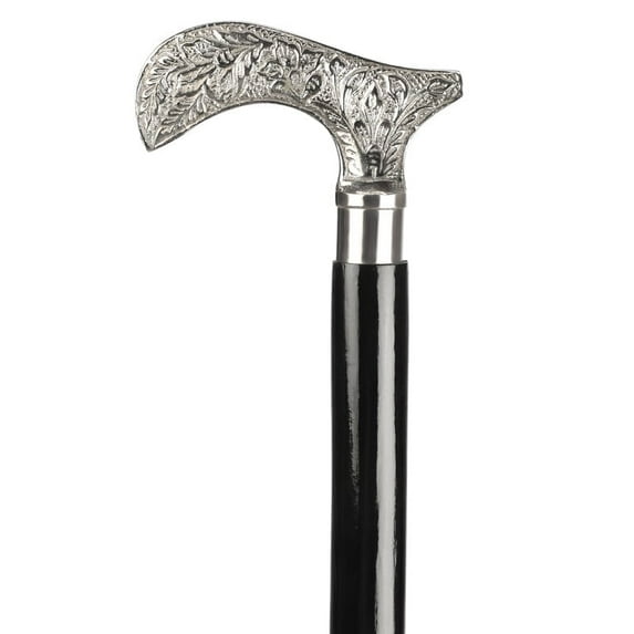 Ajuny Unisex Handmade 36" Natural Wood Walking Stick with Silver Handle ...