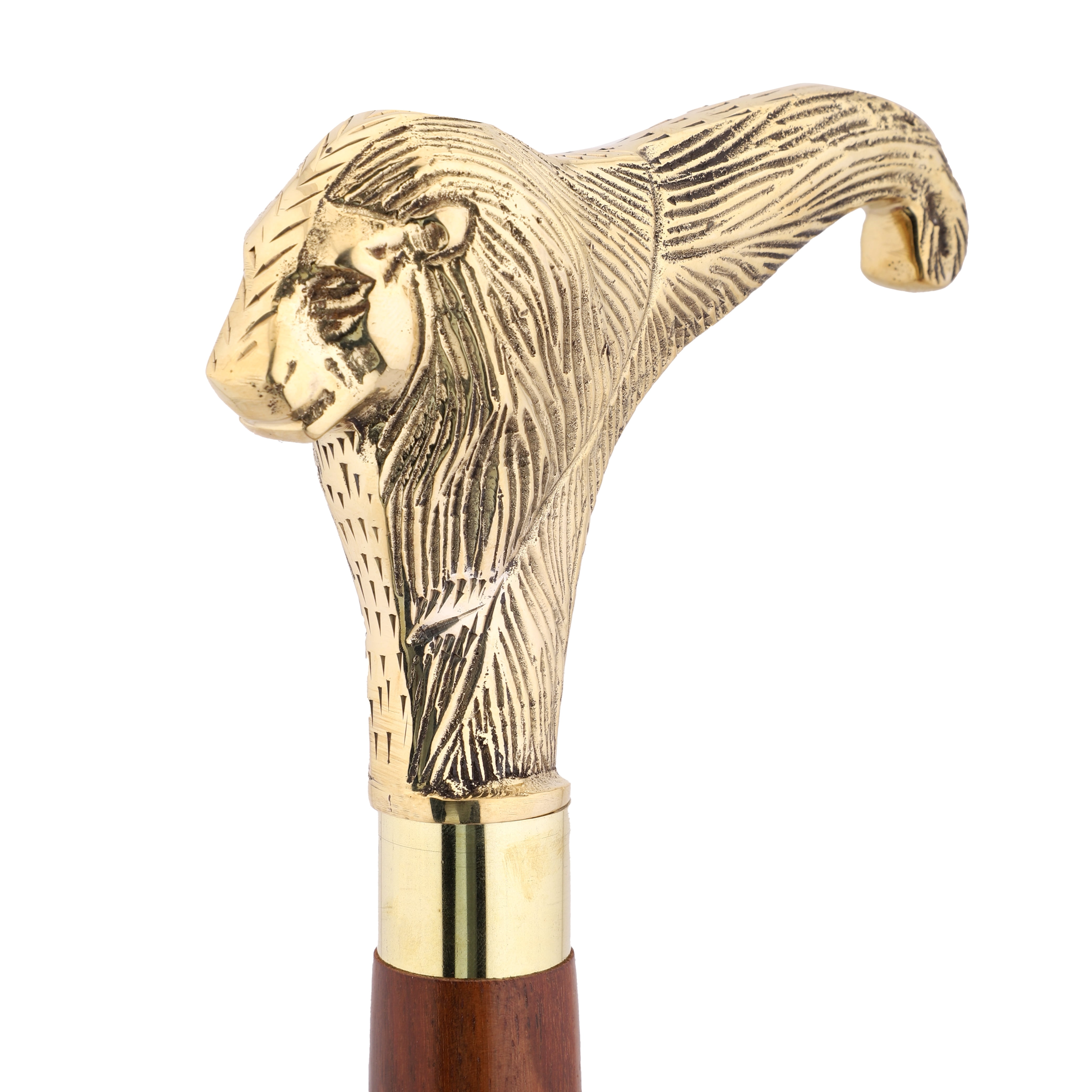 Ajuny Wooden Canes Detachable Brass Lion Design Golden Handle Walking ...