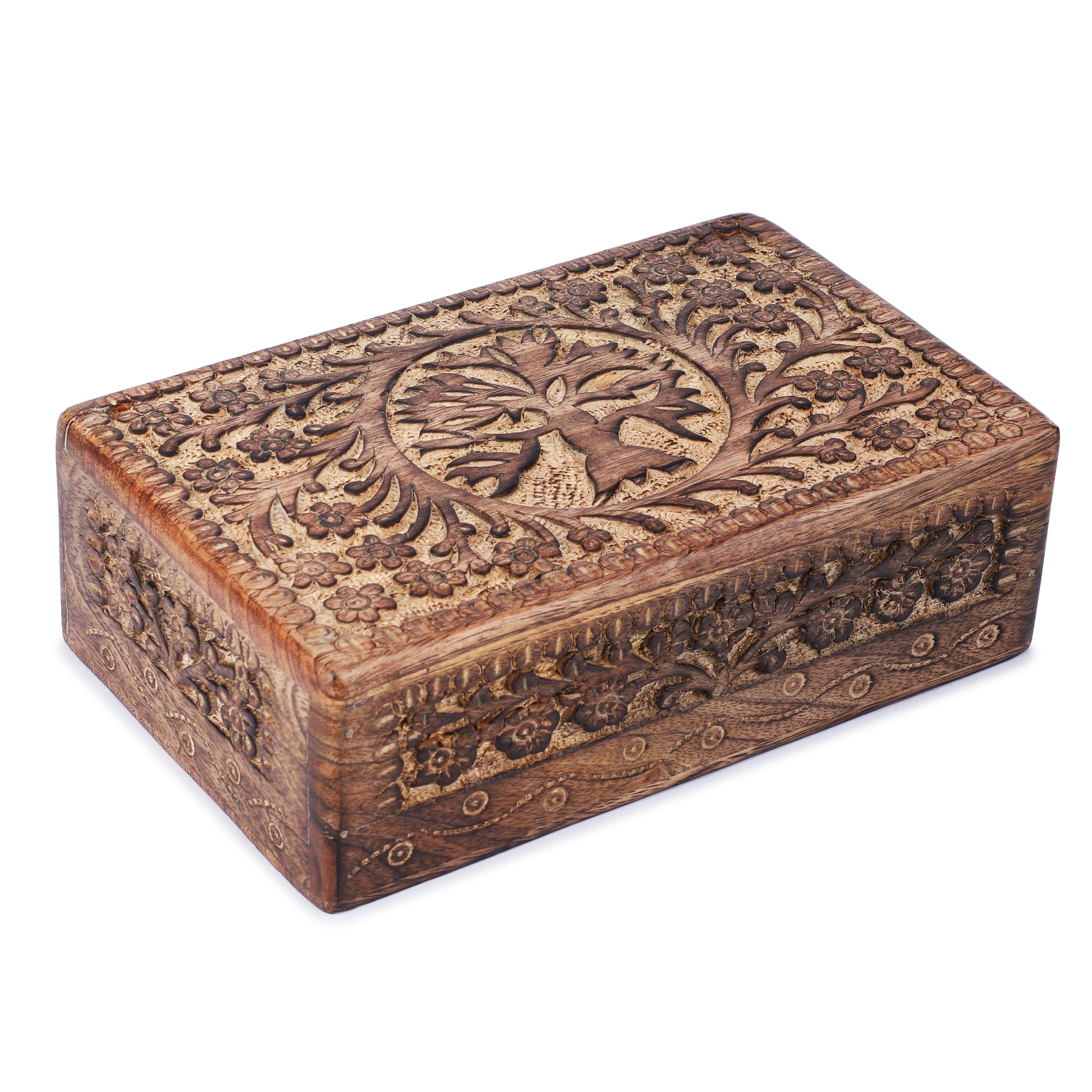 Ajuny Wooden Handcrafted Decorative Treasure Chest Jewelry Storage Box ...