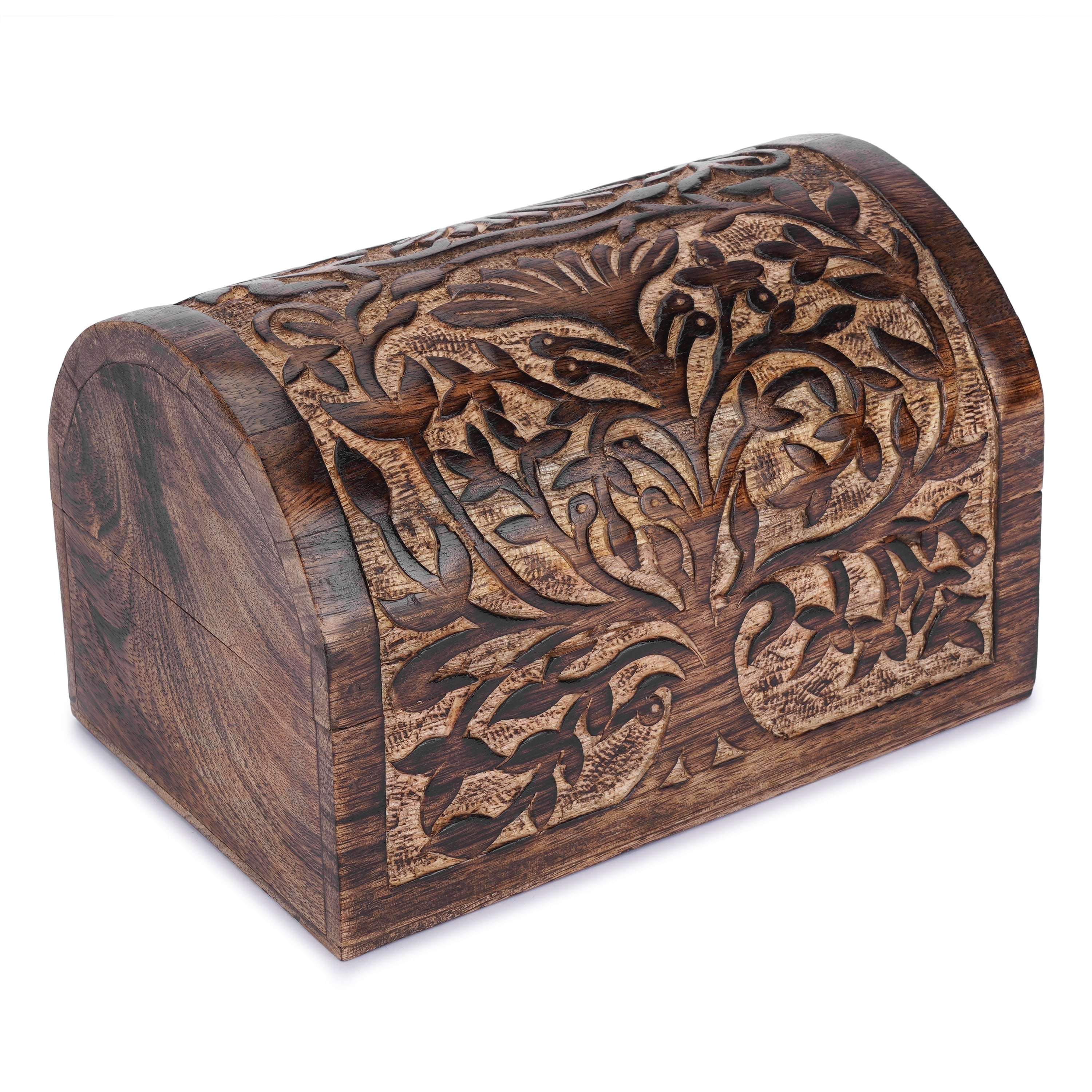 Ajuny Wooden Handcarved Jewelry Storage Box Multipurpose Vintage ...