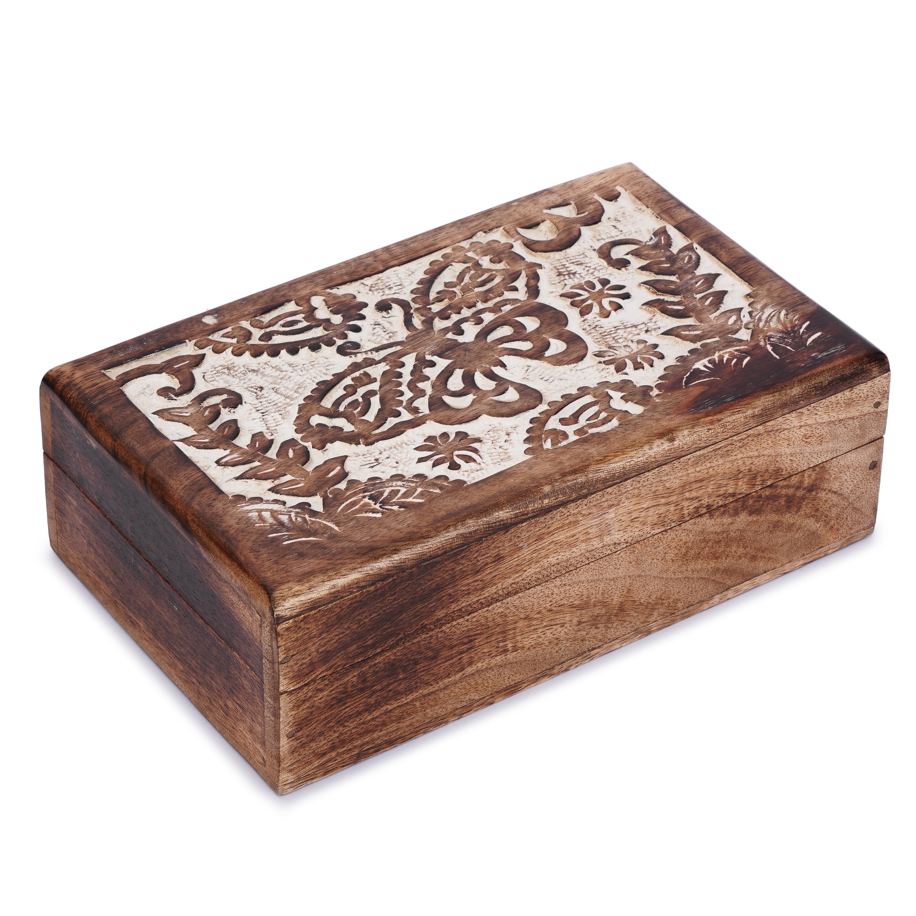 Ajuny Wooden Handcrafted Decorative Jewelry Storage Box with Butterfly ...
