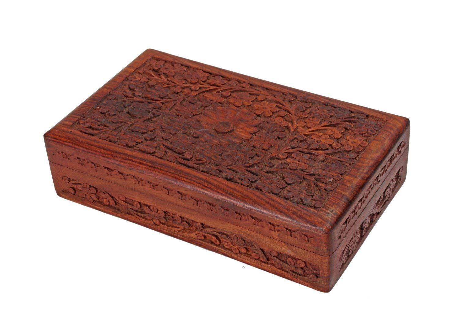 Ajuny Wooden Jewelry Keepsake Trinket Storage Box Organizer Holder ...