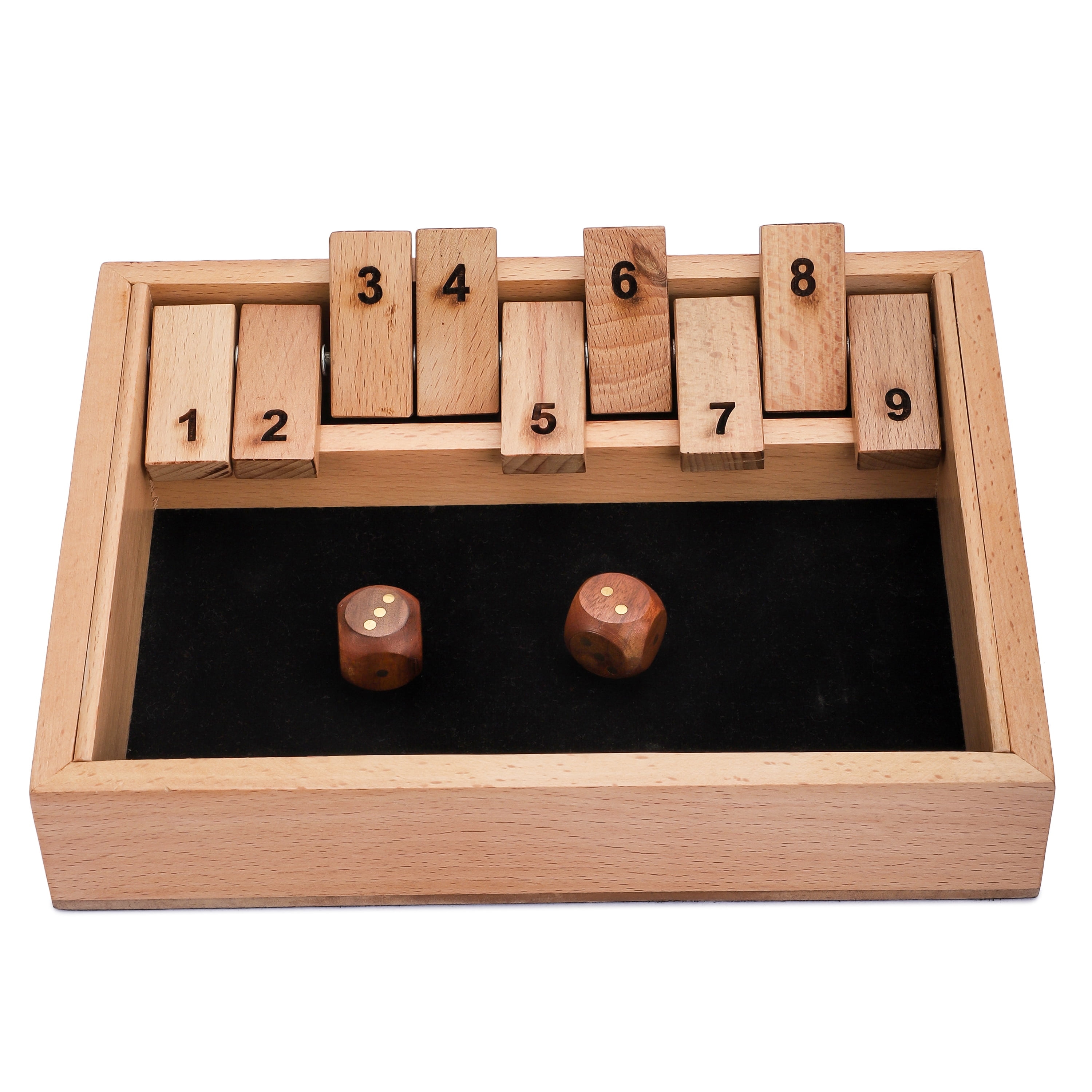 Ajuny Shut The Box Board Game - 9 Numbers Flip Tiles Wooden for Kids ...