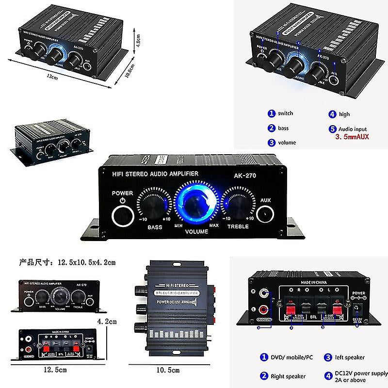 Ak270 Mini 2 Channel Stereo 12v Amplifier Amplifier Audio - Walmart.com