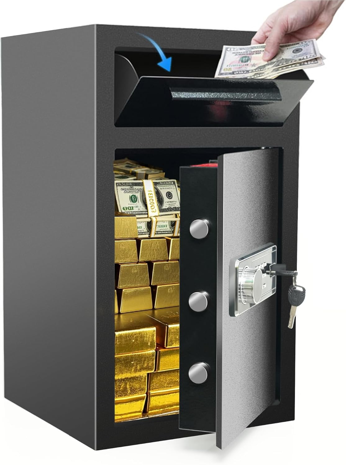 Akaber 4 cuft Safe Box Fireproof Waterproof, Drop Money Safe with ...