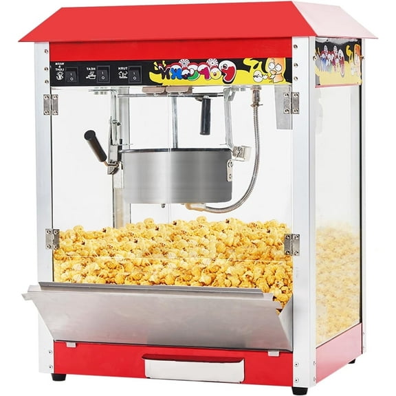 Commercial Popcorn Machine, 10 Oz Kettle, 1300W Countertop Popcorn ...