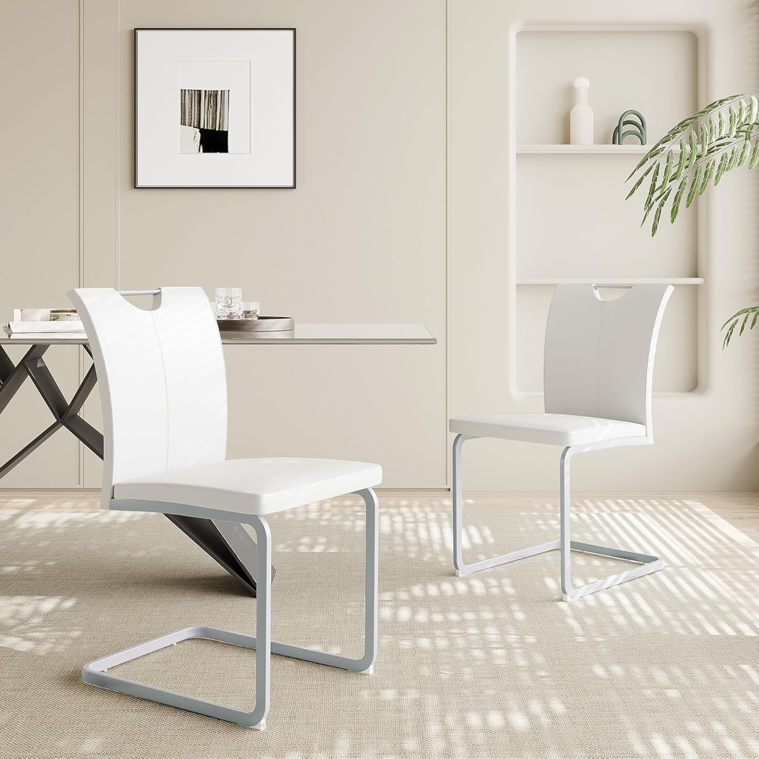 Akaber Modern Dining Chairs Set of 2, Faux Leather Upholstered Dining ...