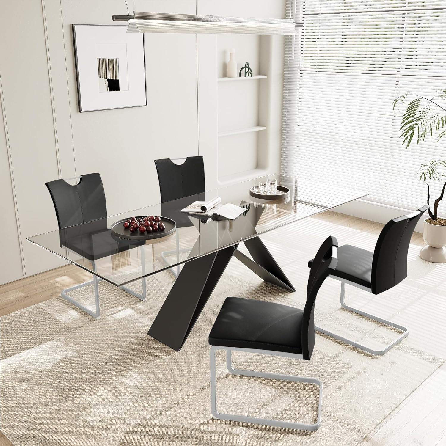 Akaber Modern Dining Chairs Set of 4, Faux Leather Upholstered Dining ...