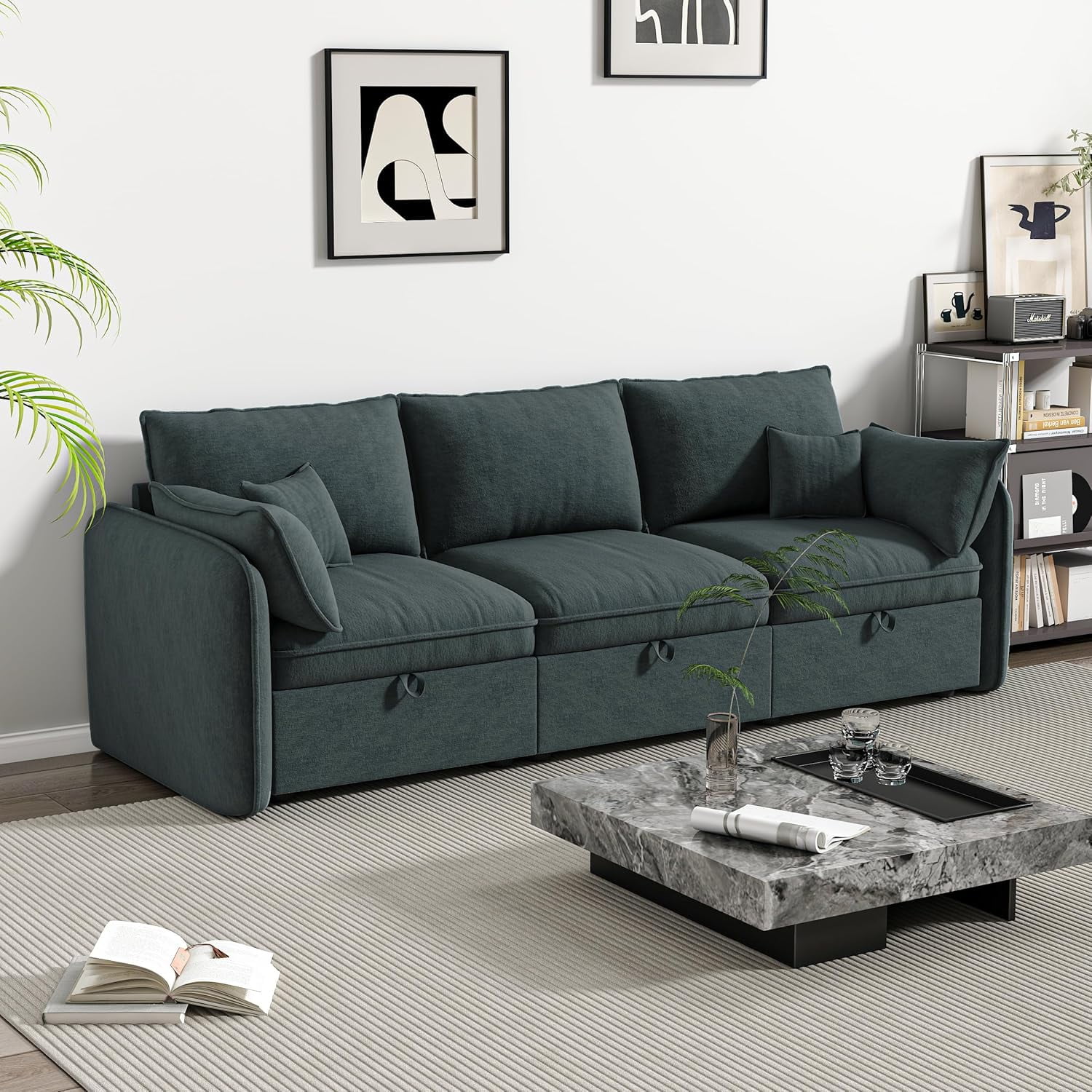 Akaber Modular Sectional Sofa, 107 Inch Couch with Movable Storage ...