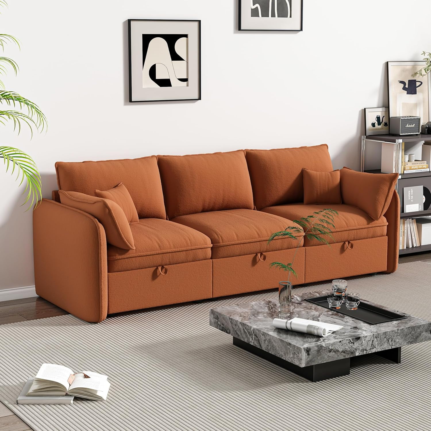 Akaber Modular Sectional Sofa, 107 Inch Couch with Movable Storage ...