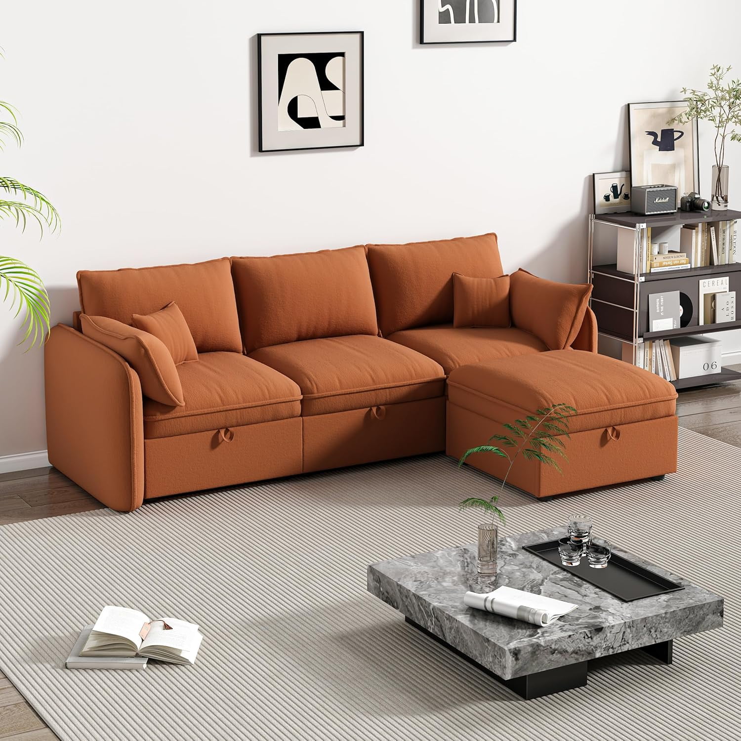 Akaber Modular Sectional Sofa, 107 Inch L Shaped Couch with Movable ...