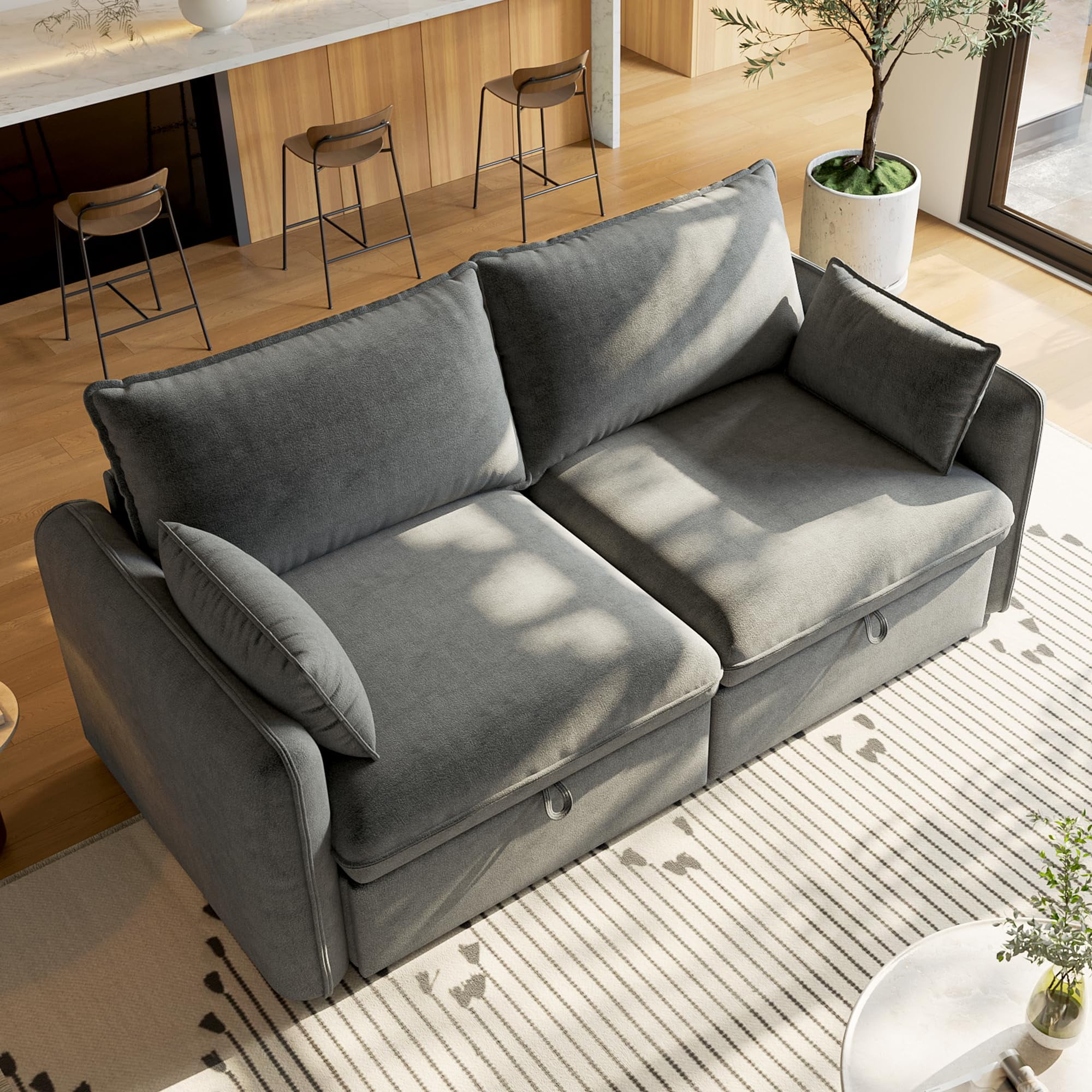 Akaber Modular Sectional Sofa, 75 Inch Loveseat Couches with Movable ...