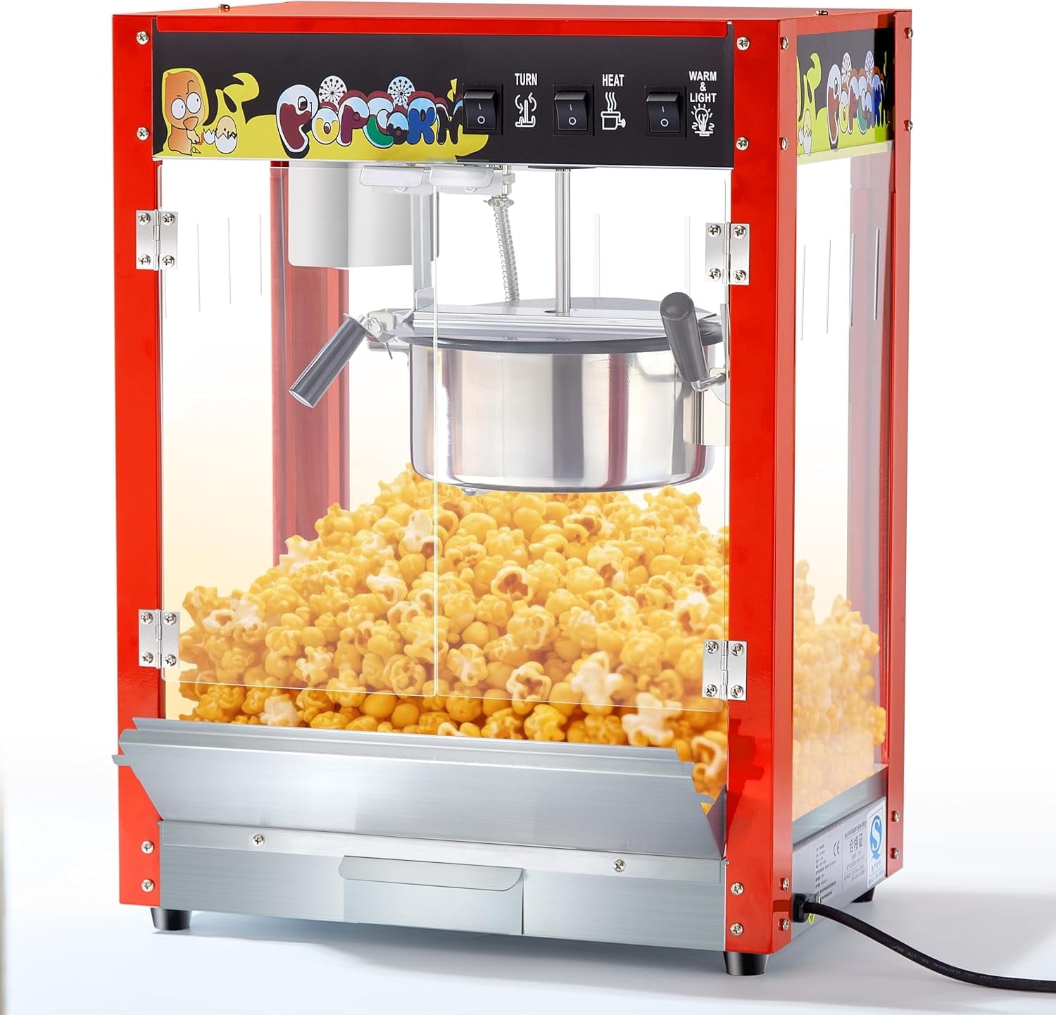 Akaber Popcorn Machine, 10 Oz Kettle 1300W Countertop Commercial ...
