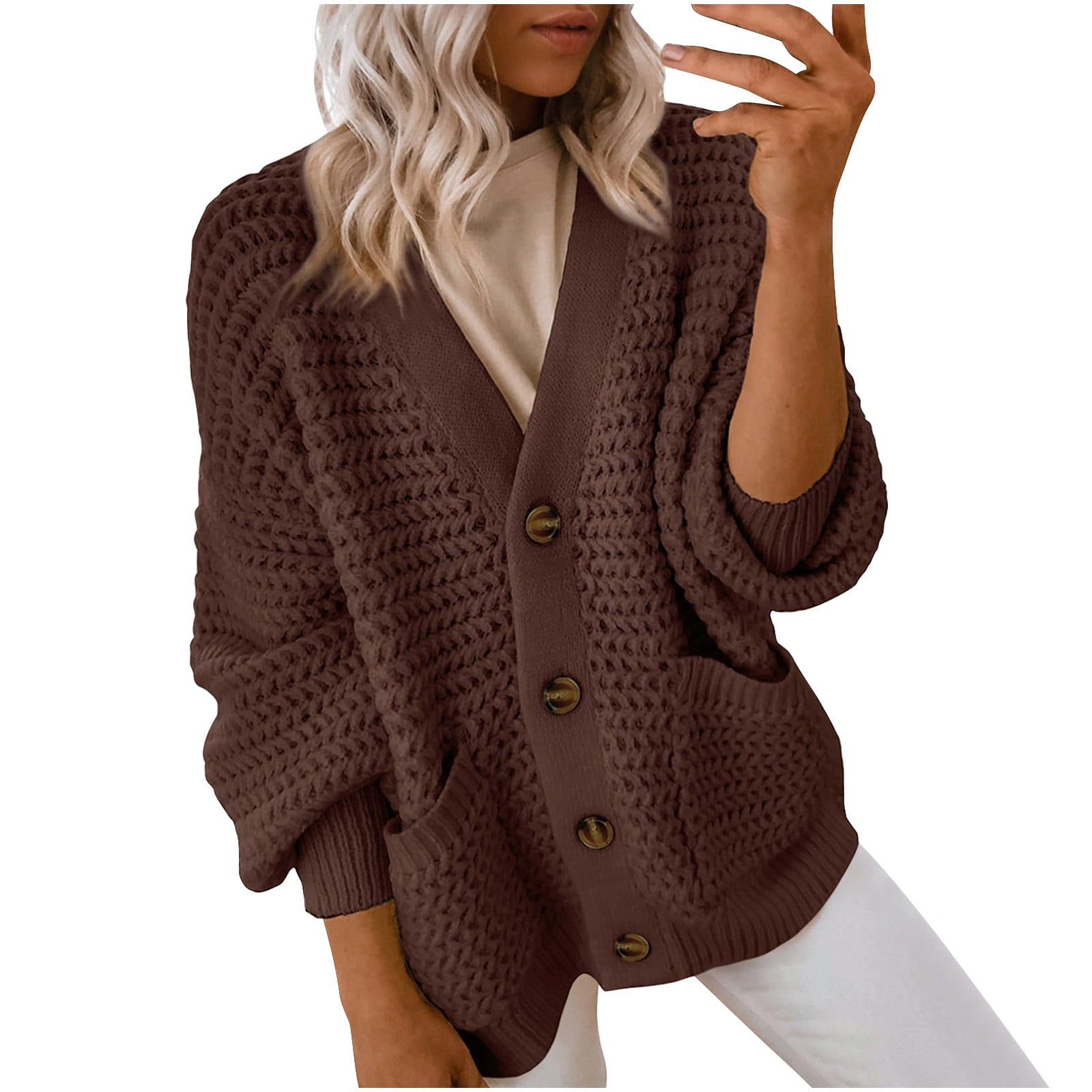 Akafmk Fall/Winter Plus Size Womens Cardigan Sweaters,Women's Open ...