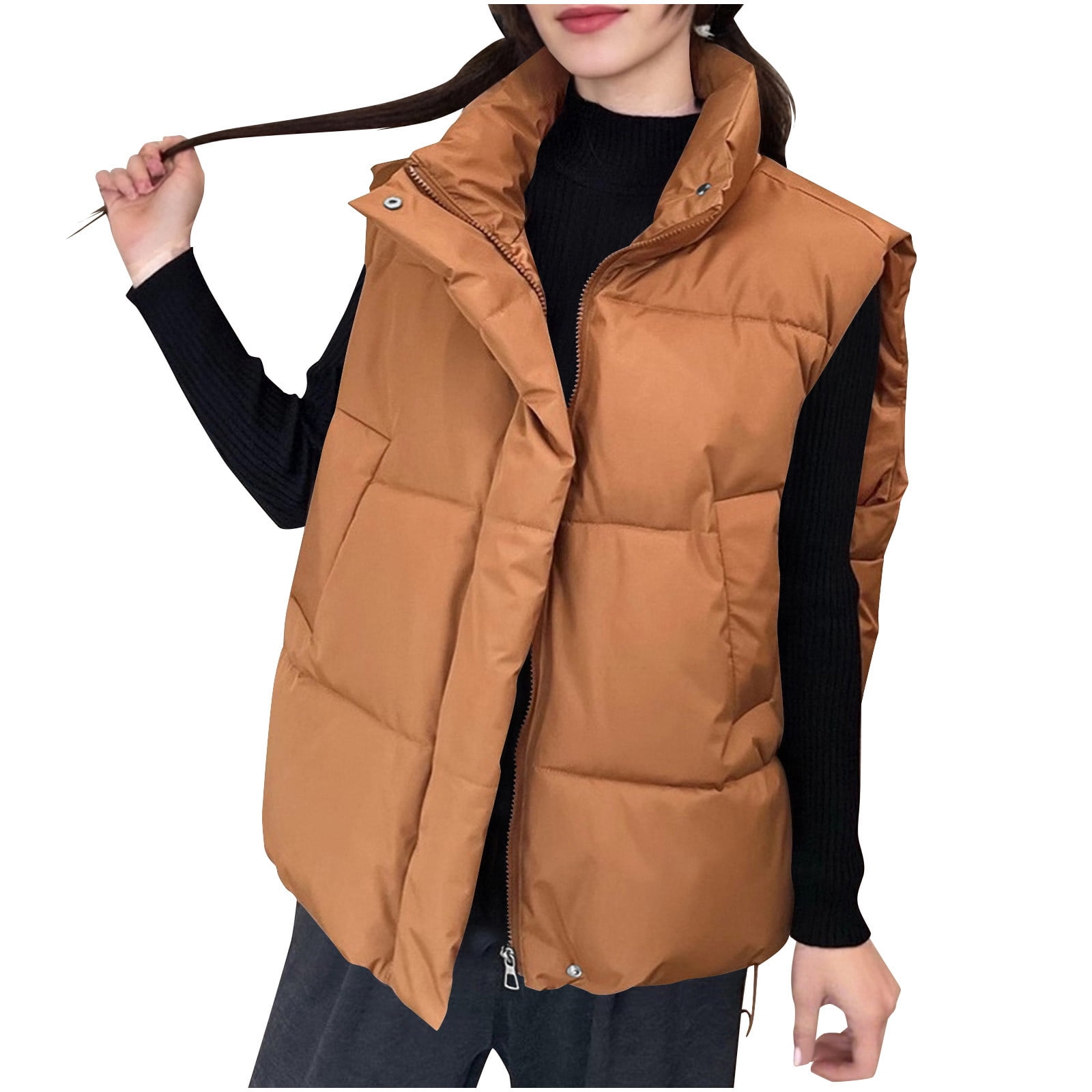 Akafmk Fall/Winter Puffer Vests for Women,Sleeveless Winter Down Jacket ...
