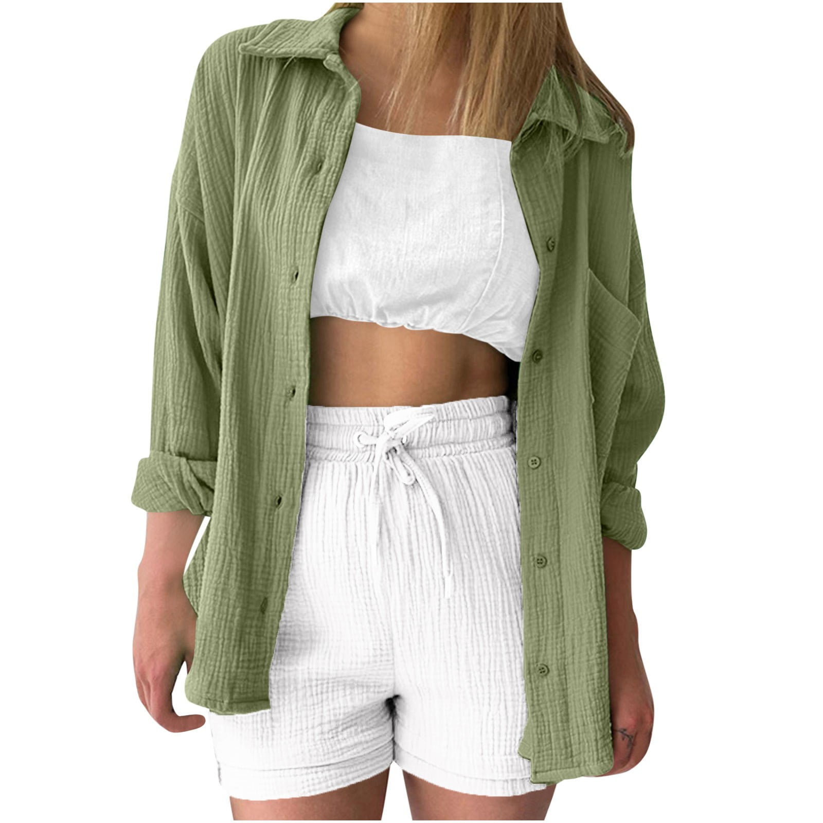 Akafmk Fall/Winter Women's Button-Down Shirt,Oversized Collared Blouse ...