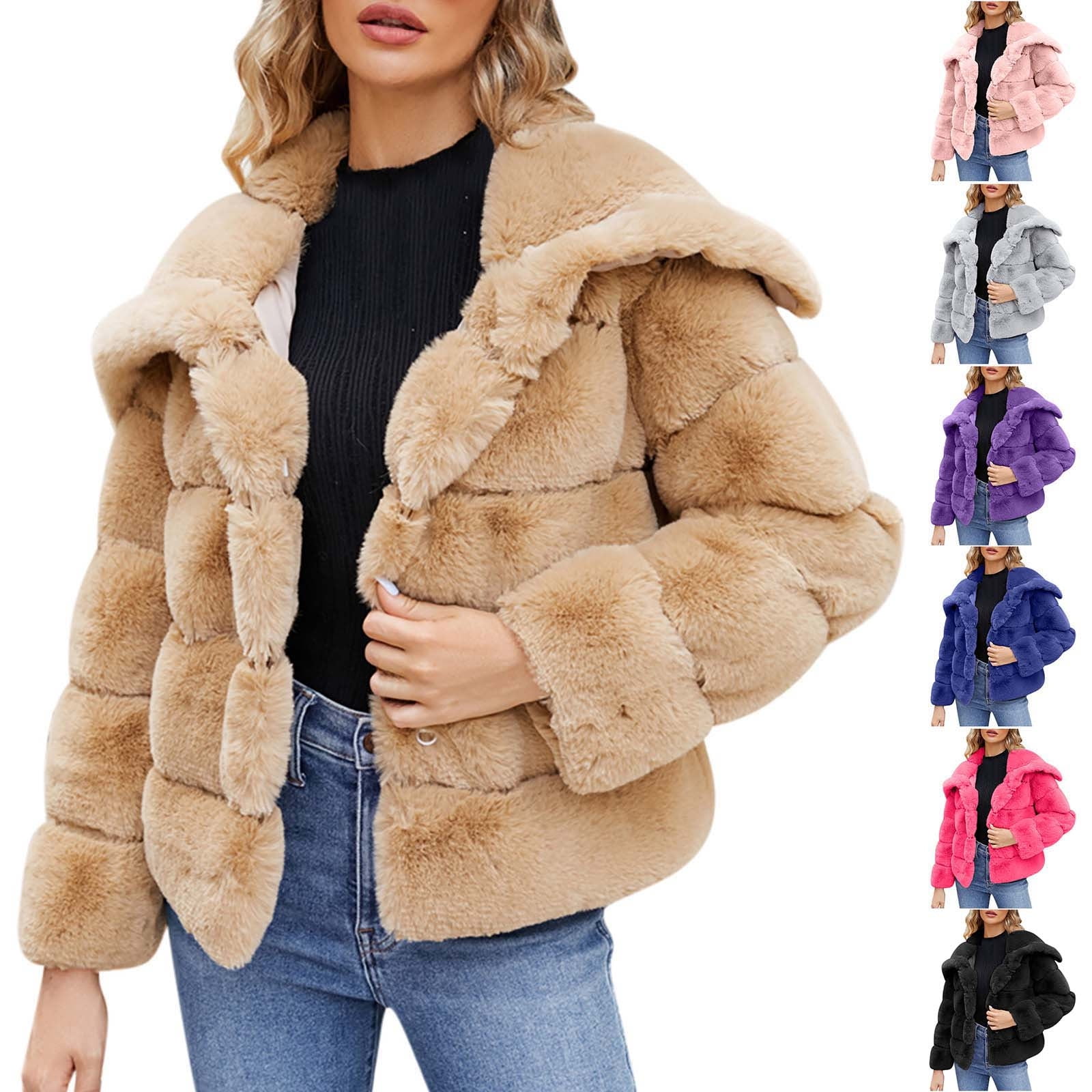 Akafmk Fall/Winter Women's Faux Furs Coat,Oversized Windproof Warmth ...