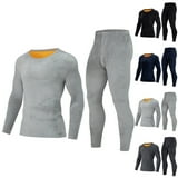 Akafmk Men's Solid Pajama Set Crew Neck Long Sleeve Breathable Thermal ...