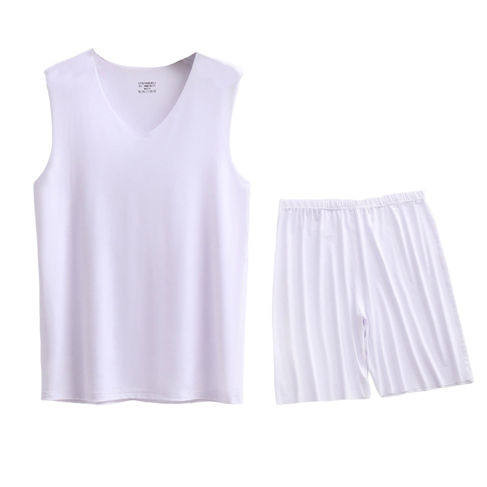 Akafmk Men's Tank Pajama Sets,Cotton Pajamas for Men Set,Sleeveless ...