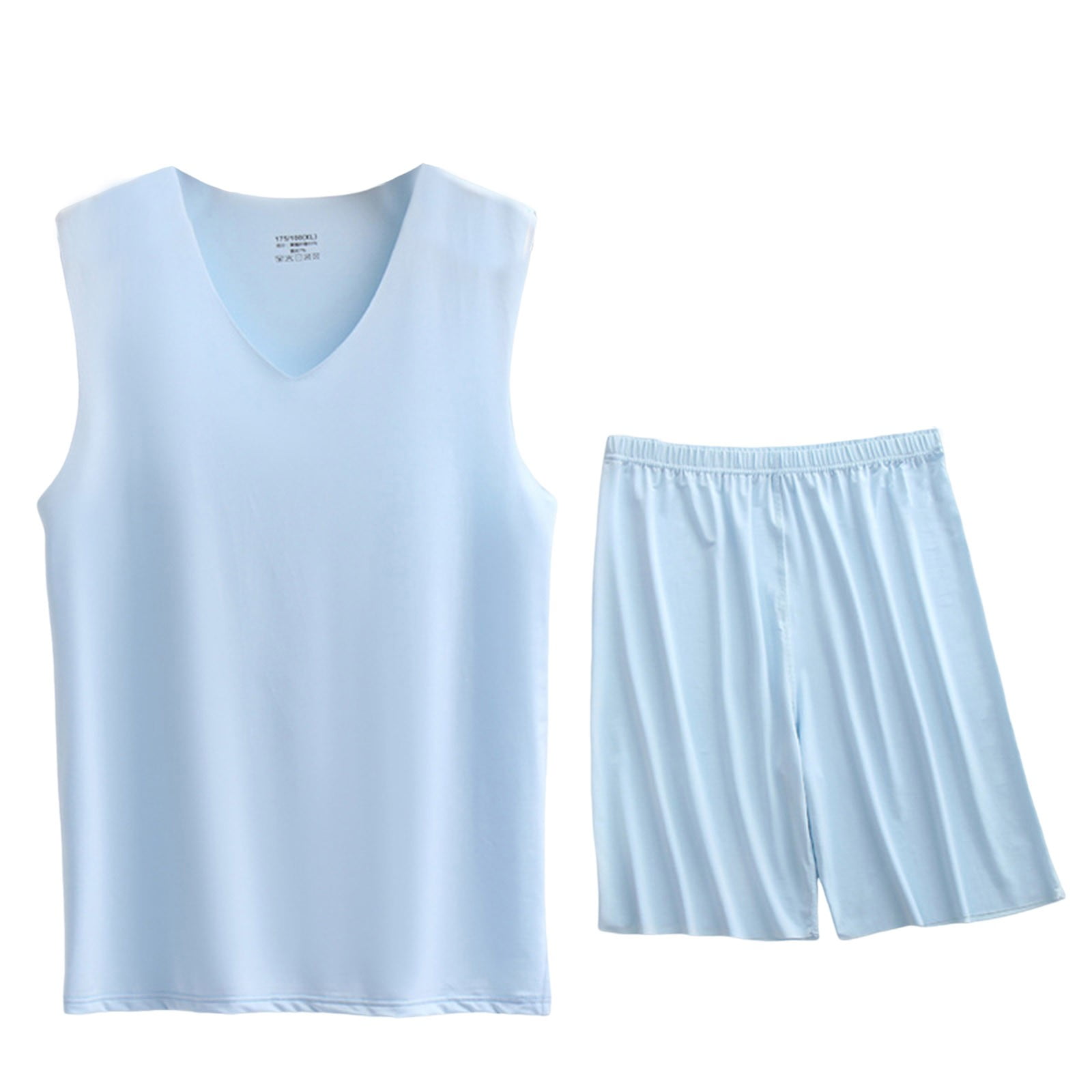 Akafmk Men's Tank Pajama Sets,Cotton Pajamas for Men Set,Sleeveless ...