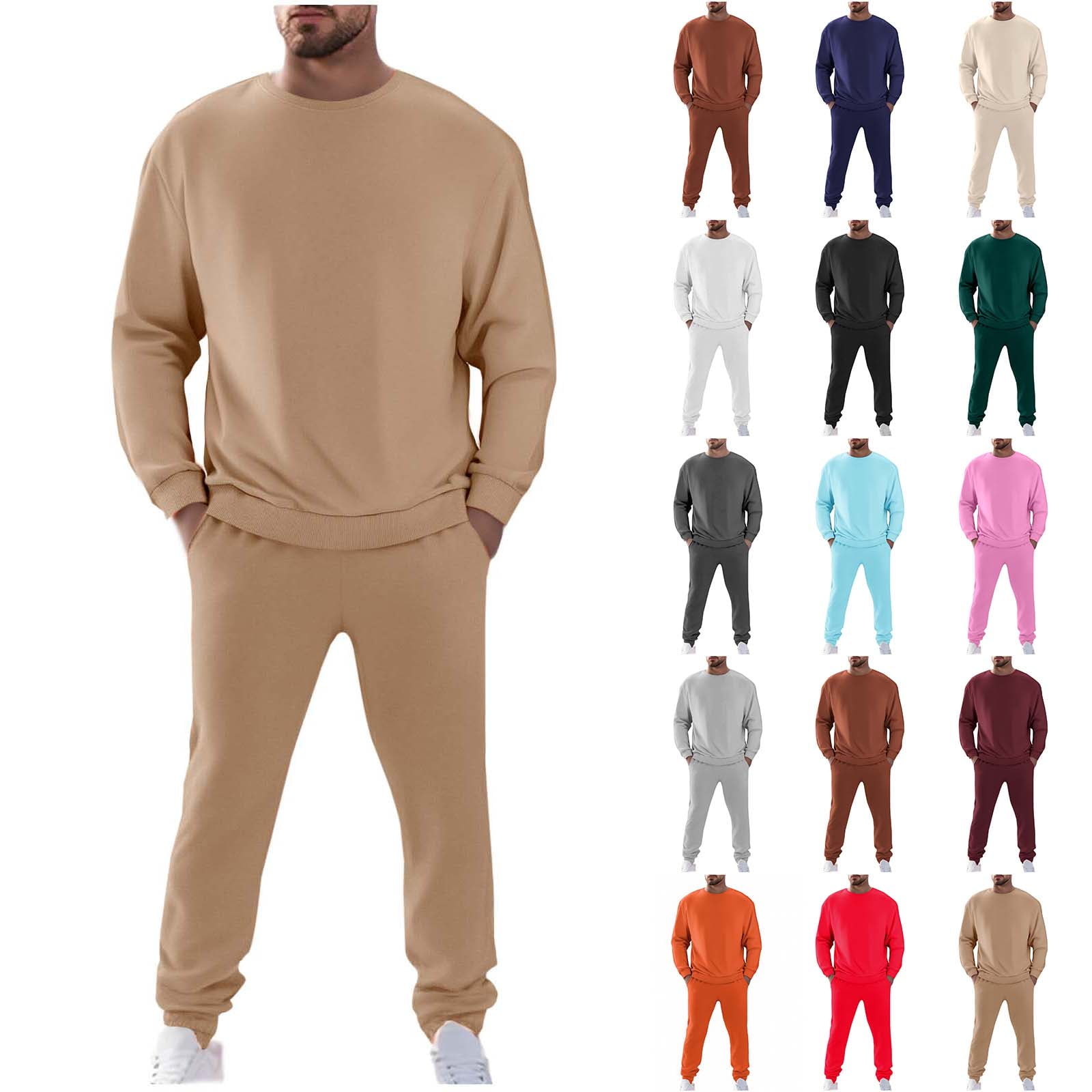 Akafmk Men's Tracksuits Sweatsuits for Men 2 Piece Oversized Crew Neck ...