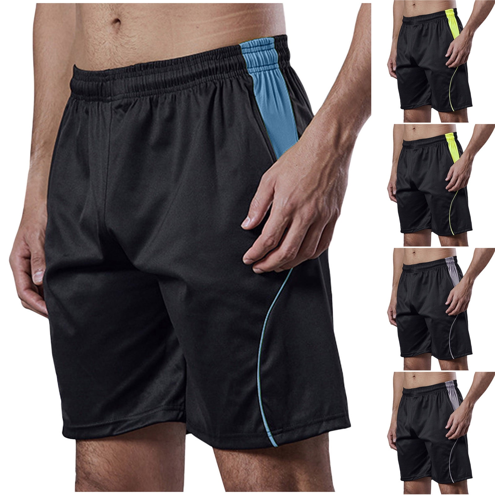 Akafmk Mens Athletic Shorts Color Blocked Stripe Print Gym Workout ...