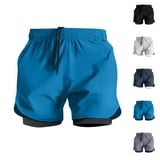 Akafmk Mens Athletic Shorts Solid Color Double-Layer 3" Quickly Dry ...