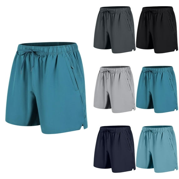 Akafmk Mens Athletic Shorts Solid Color Elastic Waist Drawstring ...