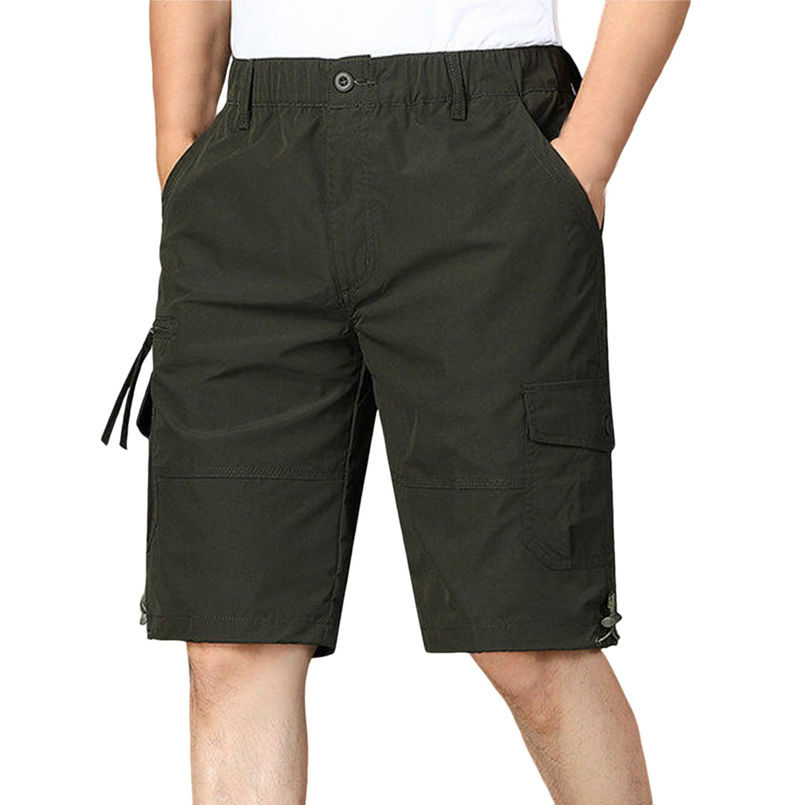 Akafmk Mens Cargo Shorts Fashion Solid Color Multi Pockets Casual ...