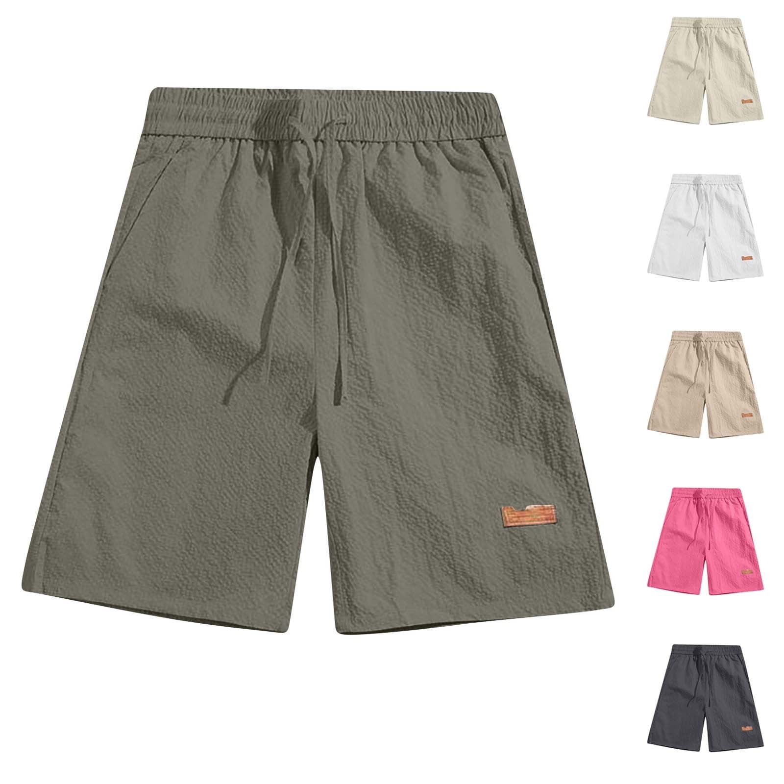 Akafmk Mens Casual Shorts Solid Color Breathable Elastic Waist with ...