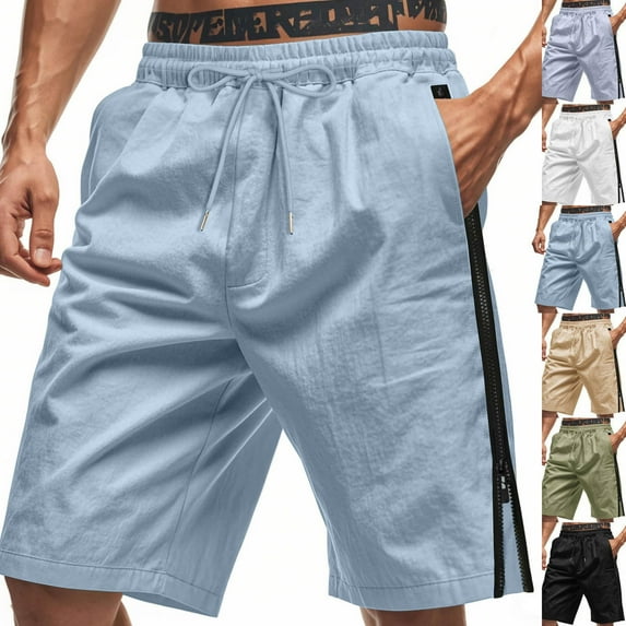 Akafmk Mens Hip Hop Shorts Adjustable Waist Side Zipper Pockets Beach ...
