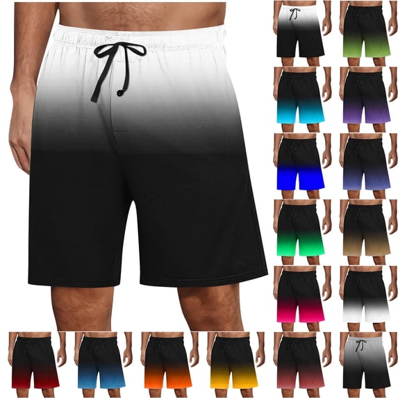 Akafmk Mens Loungewear Sleep Shorts Gradient with Pockets Drawstring ...