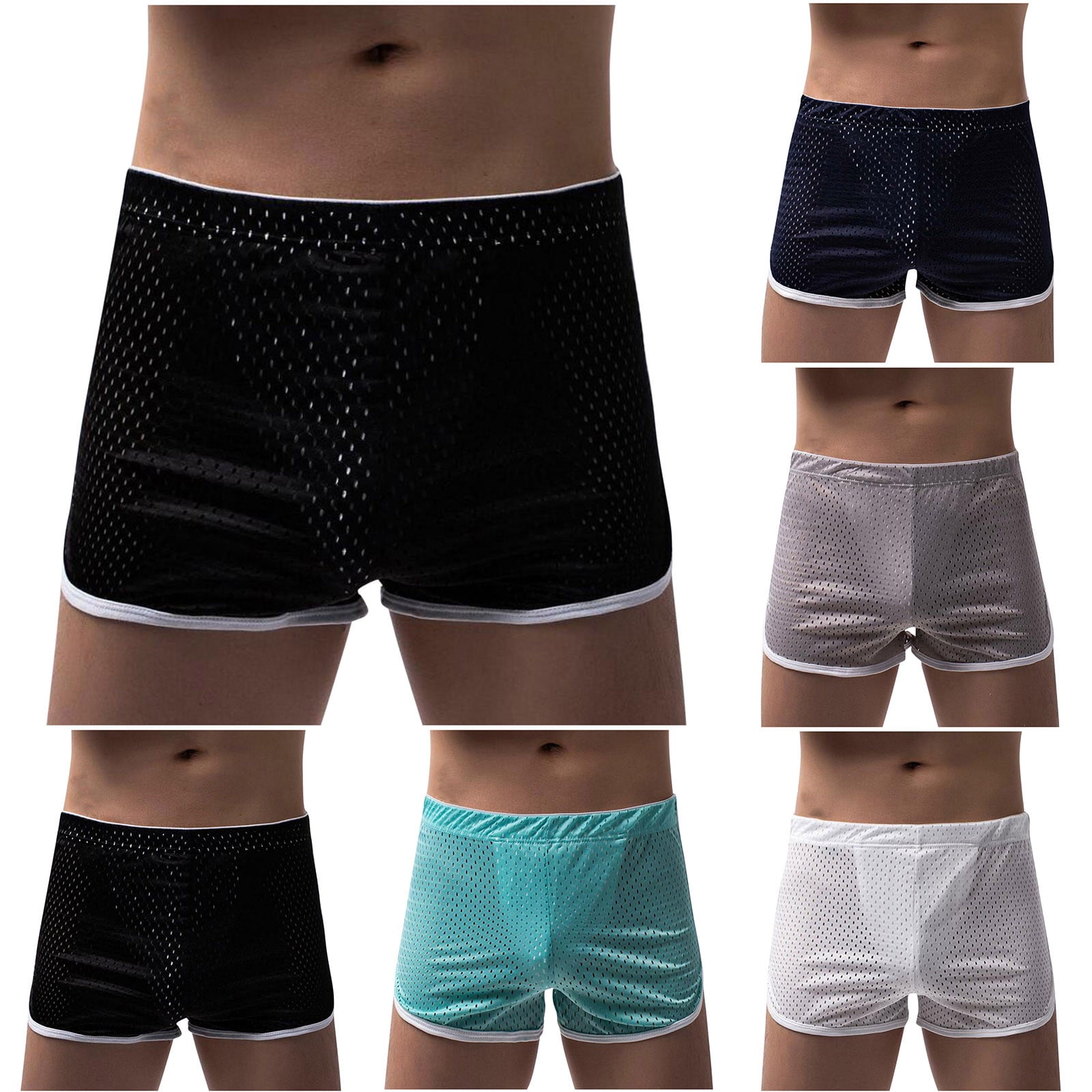 Akafmk Mens Mesh Loungewear Shorts Solid Color Casual Breathable Cool ...