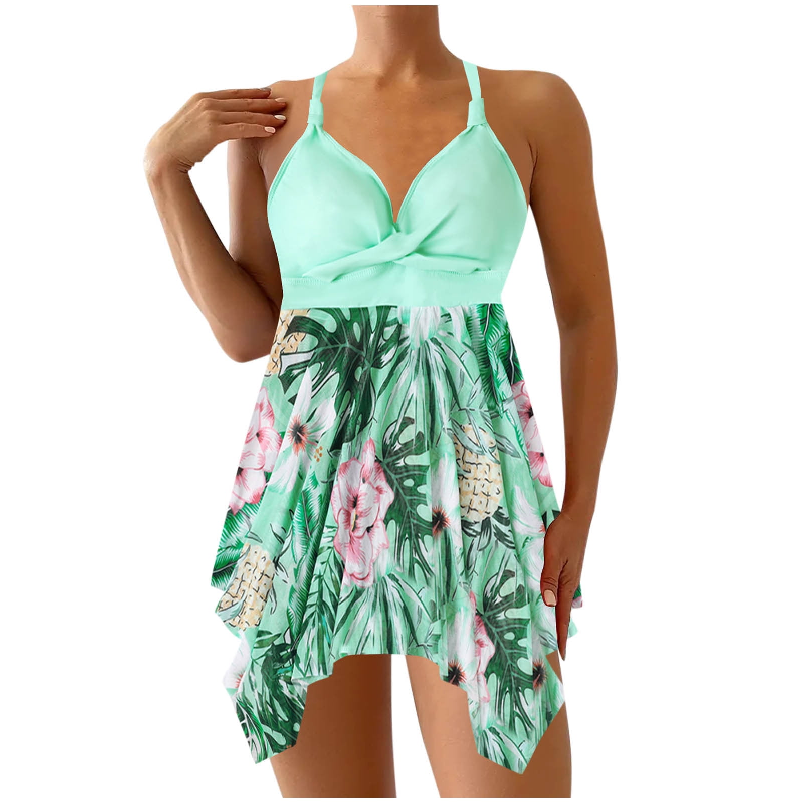 Akafmk Plus Size Tankini Swimsuits for Women Loose Fitting Floral ...