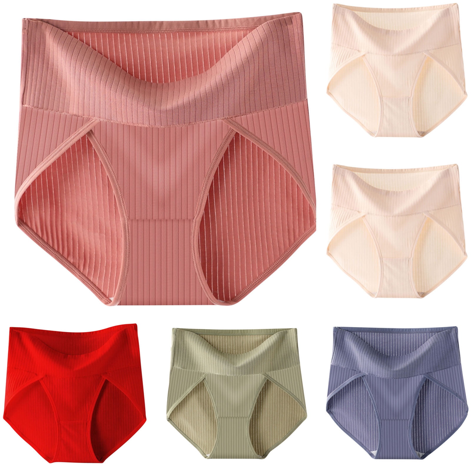 Akafmk Plus Size Underwear for Women High Waisted Cotton Briefs Solid ...