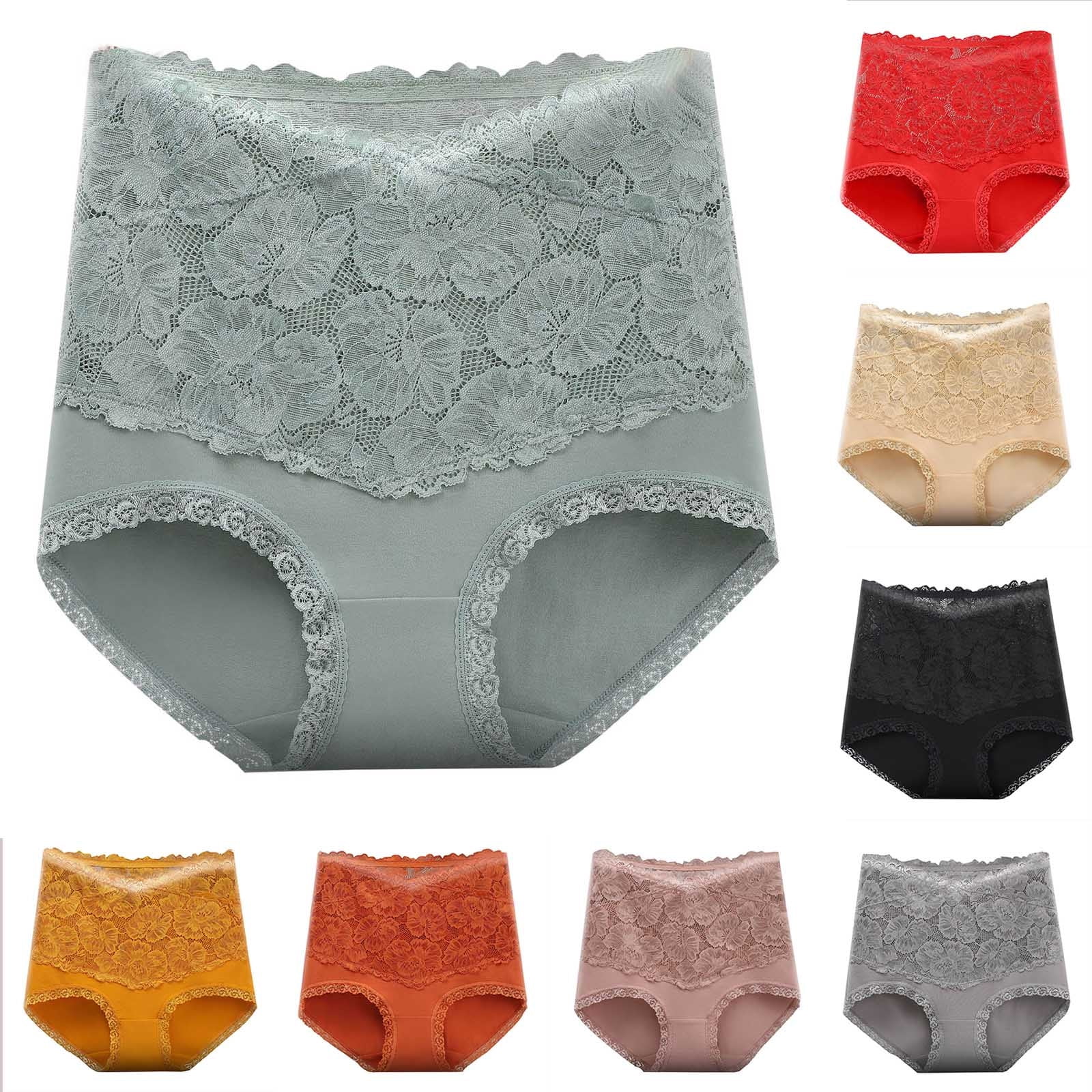 Akafmk Plus Size Underwear for Women High Waisted Cotton Briefs Solid ...