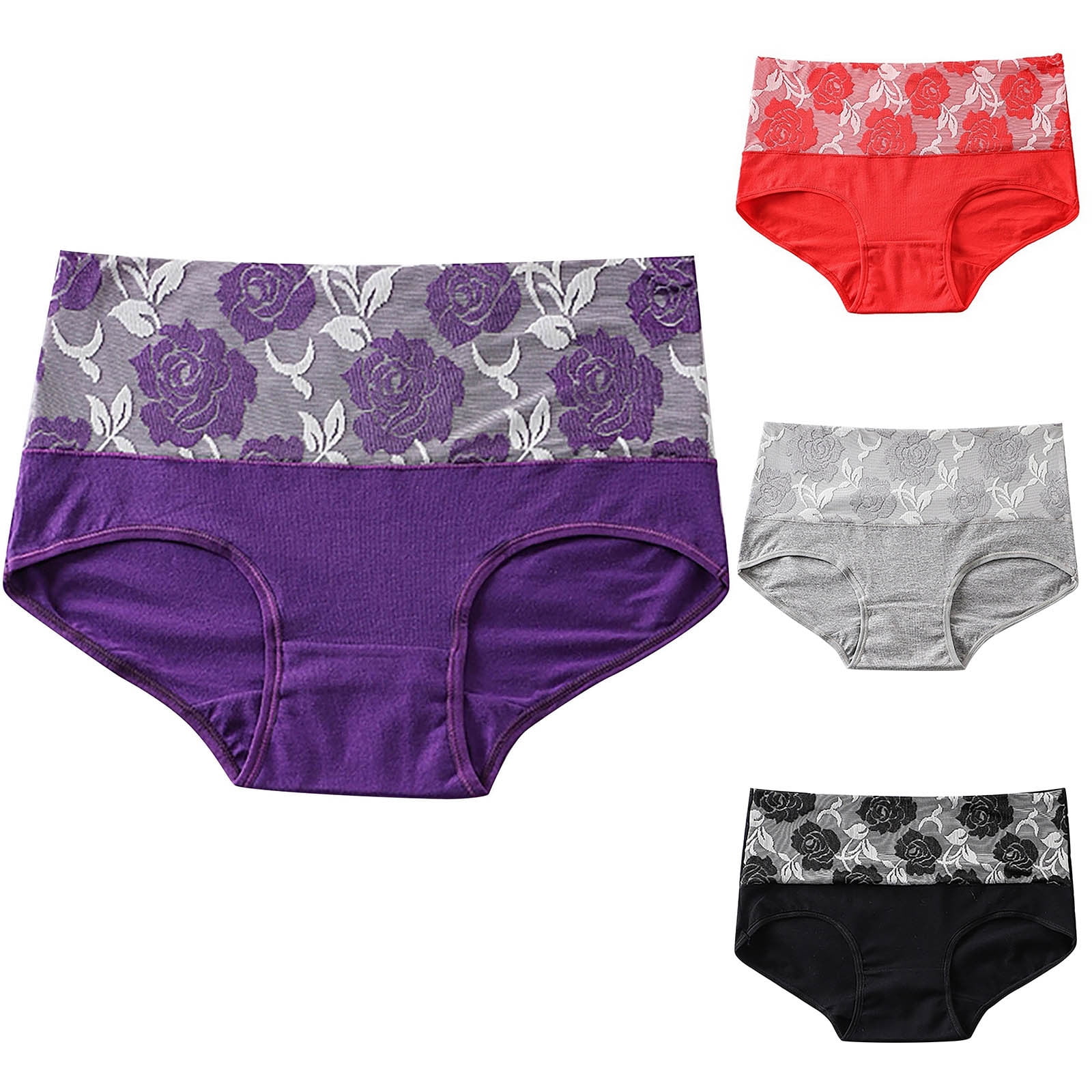 Akafmk Plus Size Underwear for Women High Waisted Lace Briefs ...