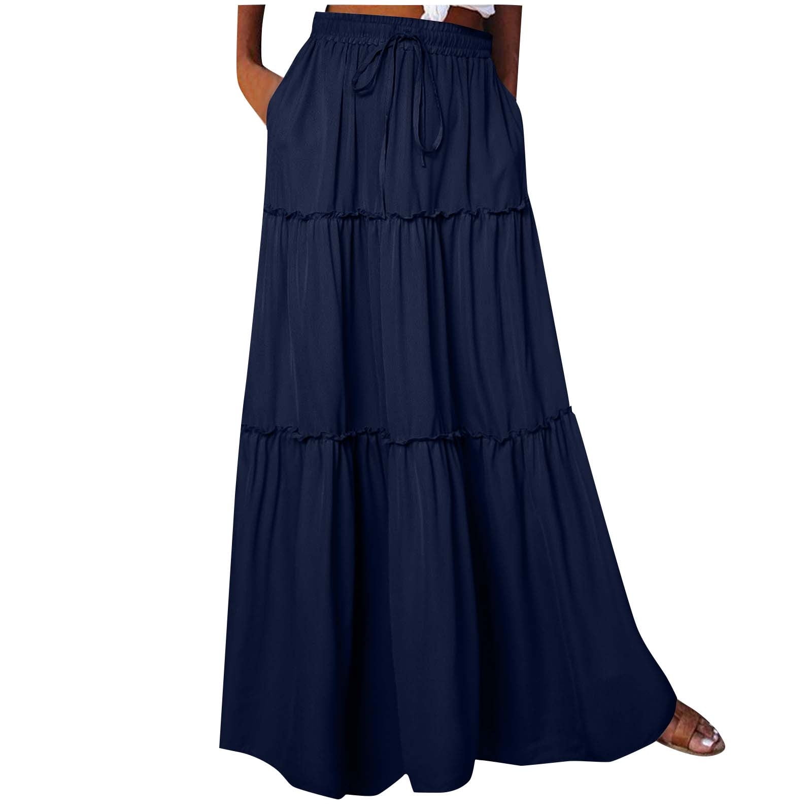 Akafmk Plus Size Womens Skirts,Long Skirts for Women Maxi Boho Skirt ...