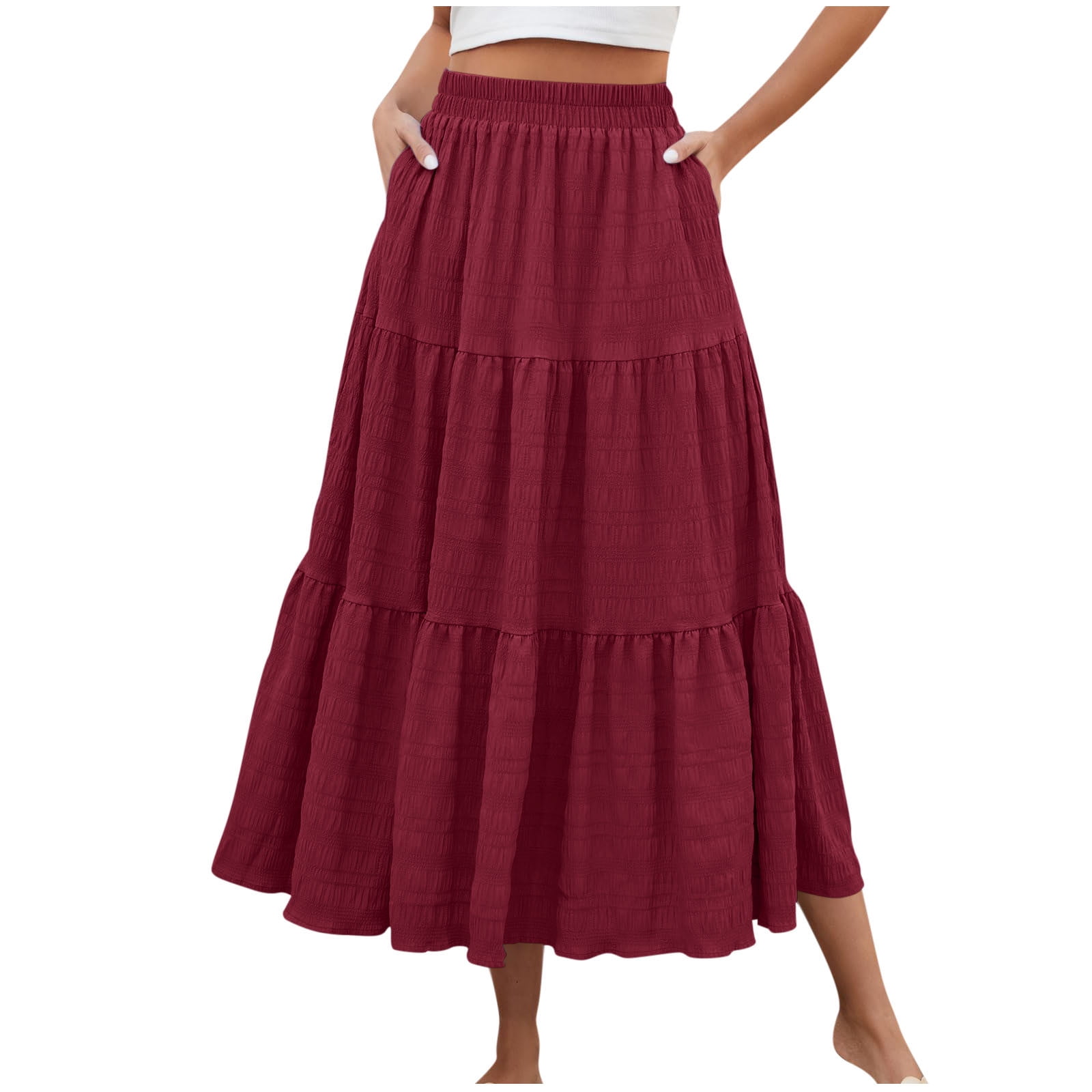 Akafmk Plus Size Womens Skirts,Long Skirts for Women Maxi Boho Skirt ...
